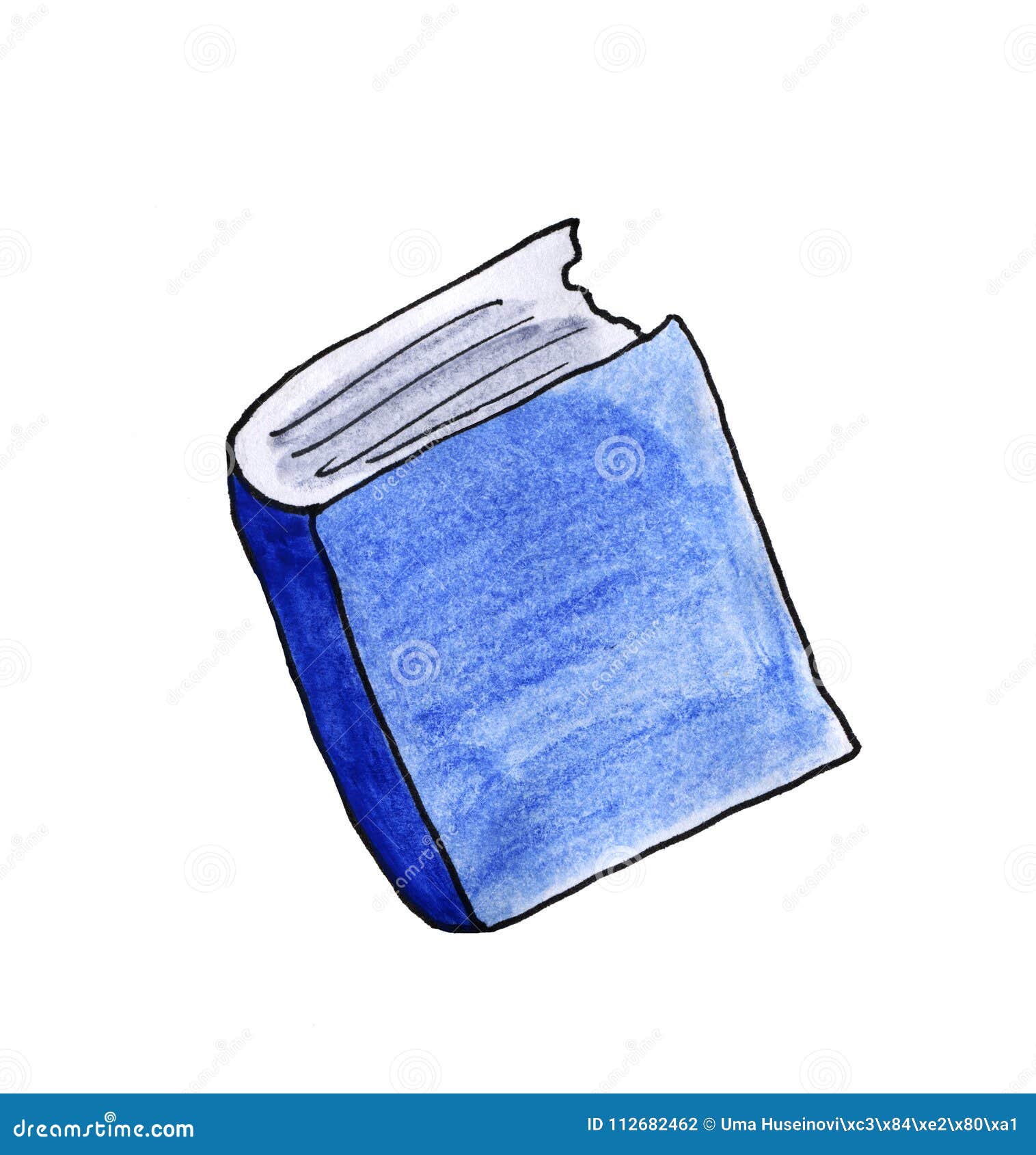 Libro Azul De La Acuarela De La Historieta Stock de ilustración ...