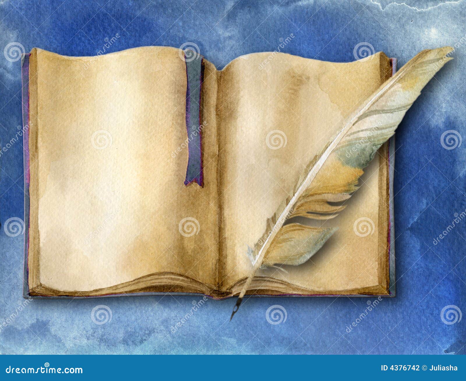 Libro con la pluma-pluma stock de ilustración. Ilustración de arte ...