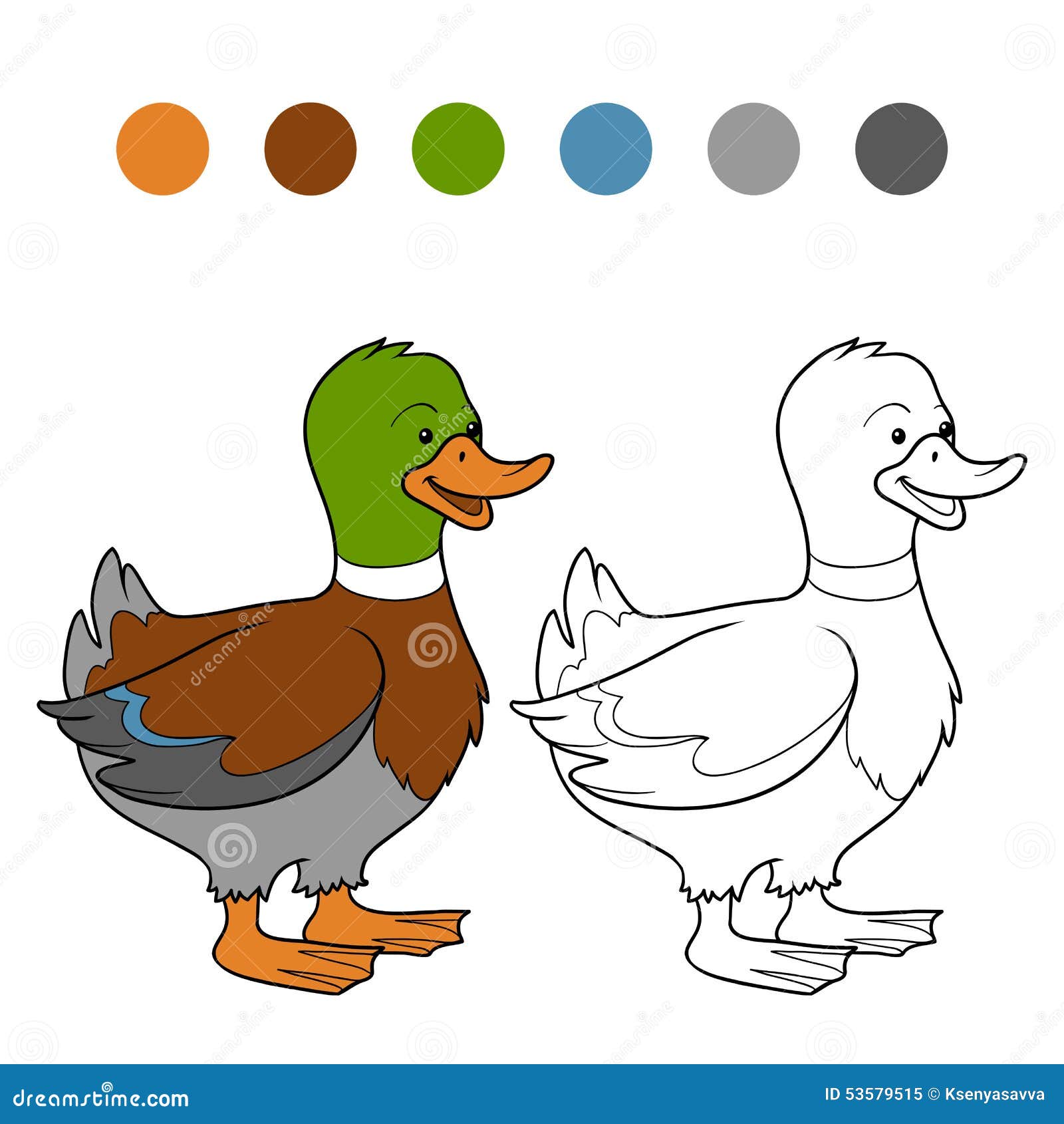 Libro da colorare (anatra) illustrazione vettoriale. Illustrazione di ...