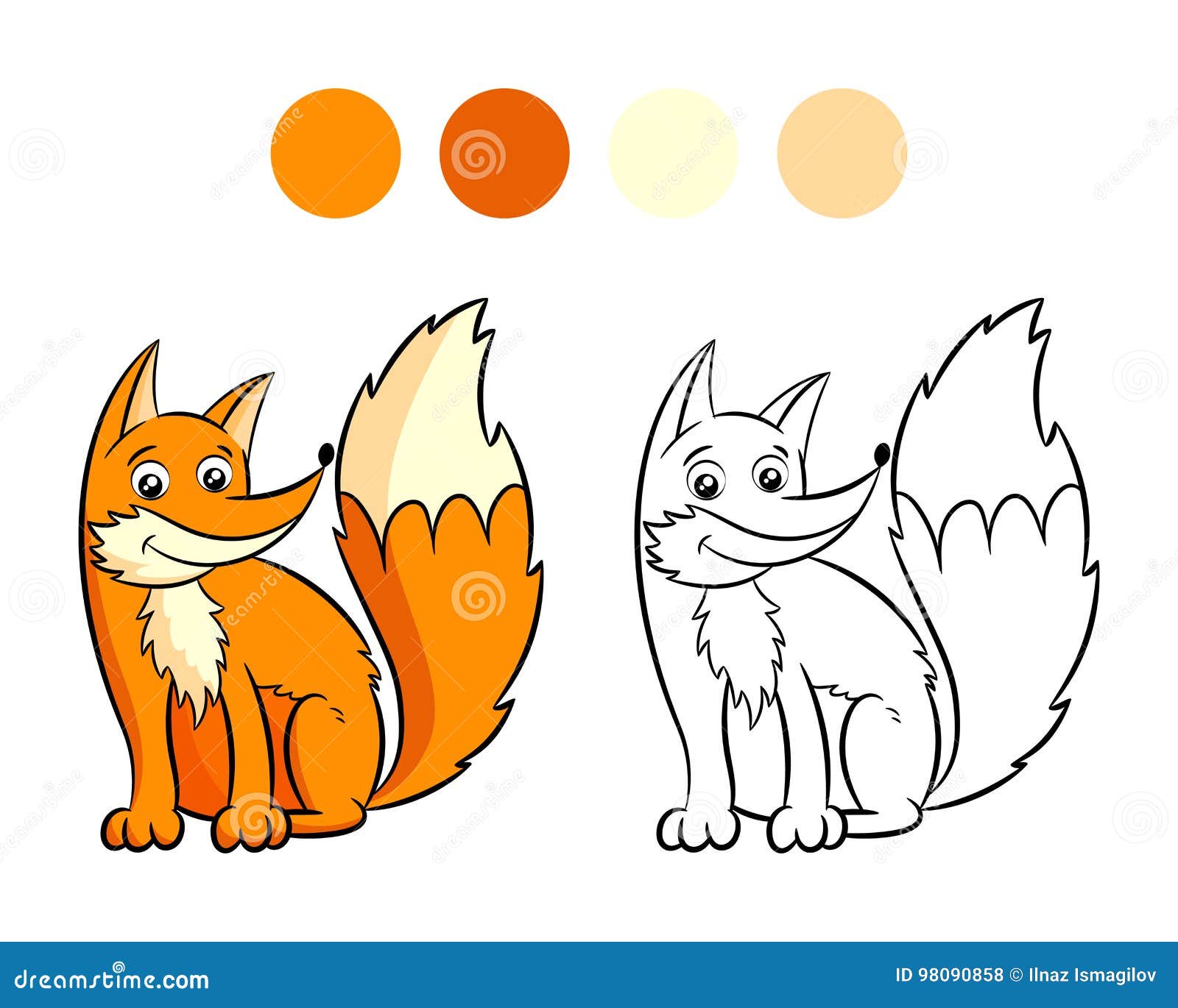 Libro da colorare di Fox illustrazione vettoriale. Illustrazione di ...