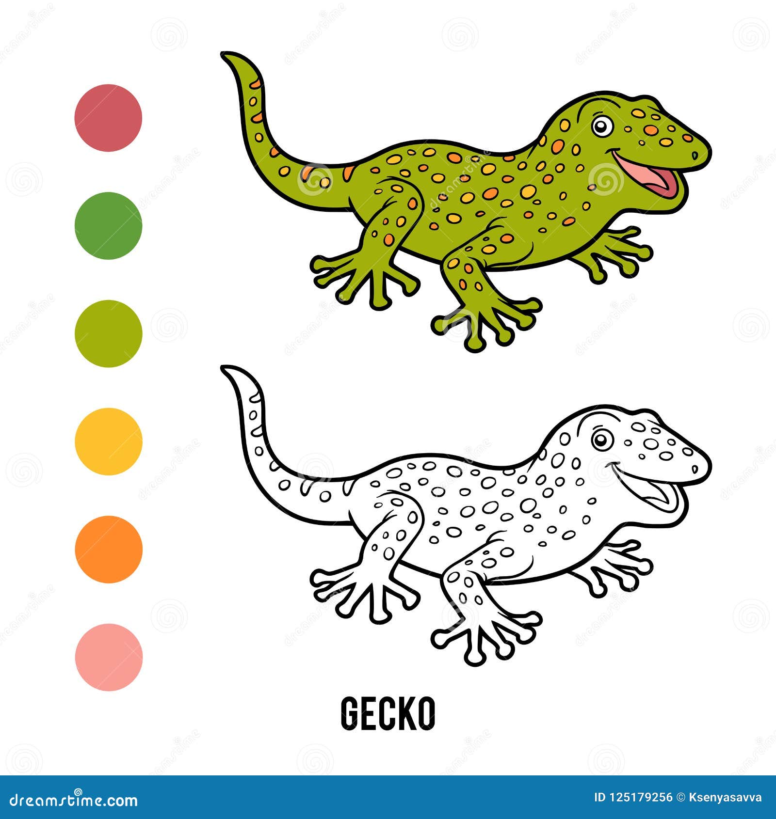Libro da colorare, geco illustrazione vettoriale. Illustrazione di ...