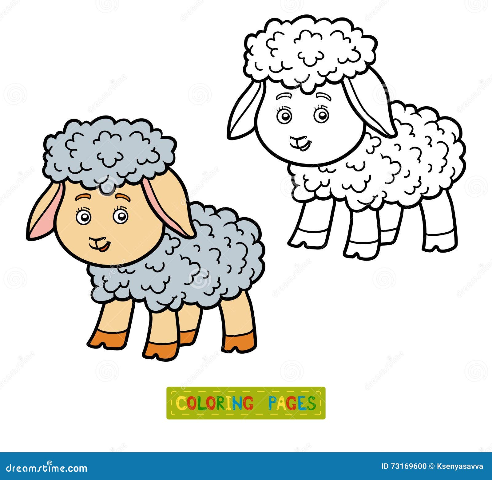 Libro Da Colorare Per I Bambini, Piccole Pecore Illustrazione ...