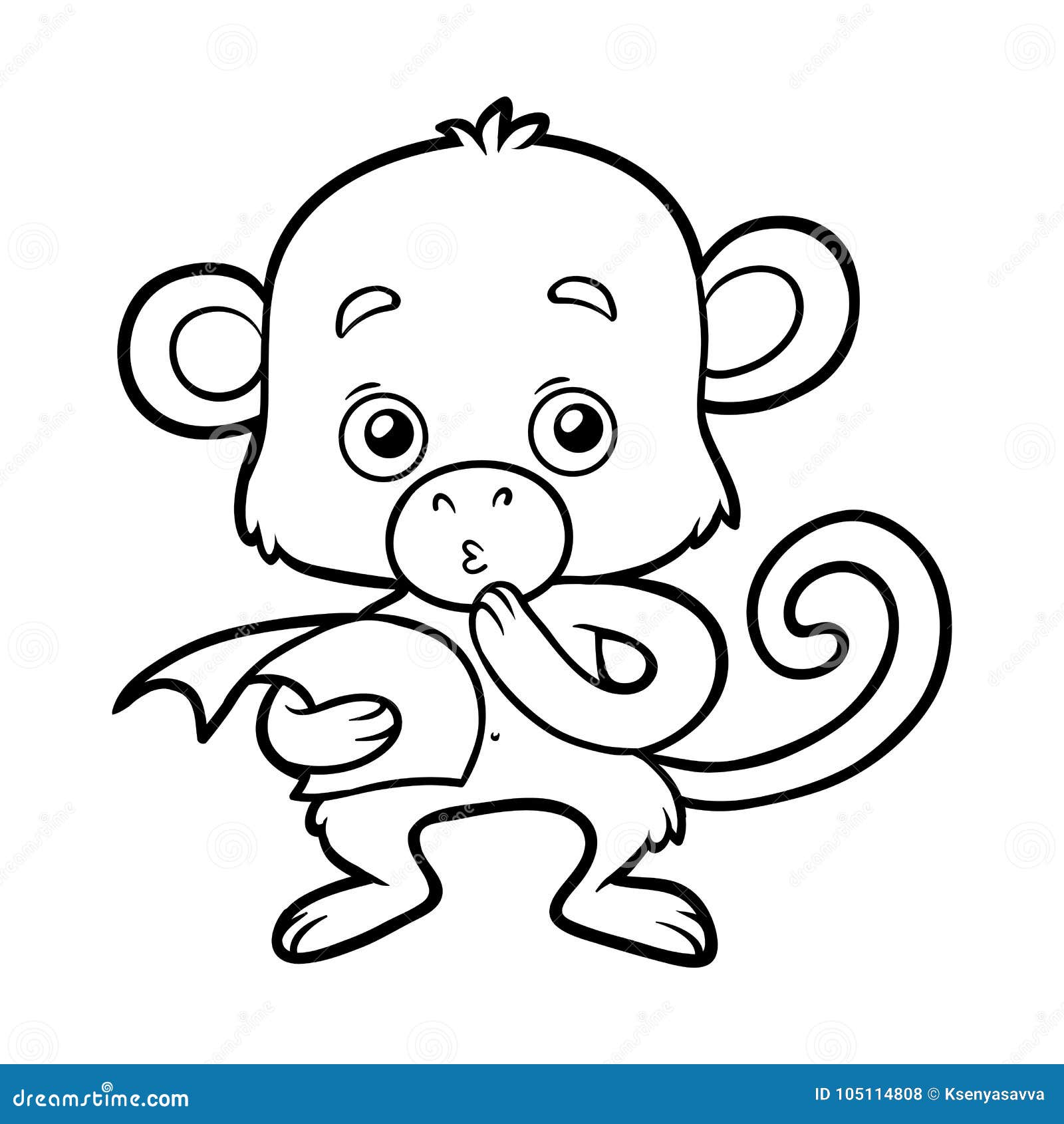 Libro da colorare, scimmia illustrazione vettoriale. Illustrazione di ...