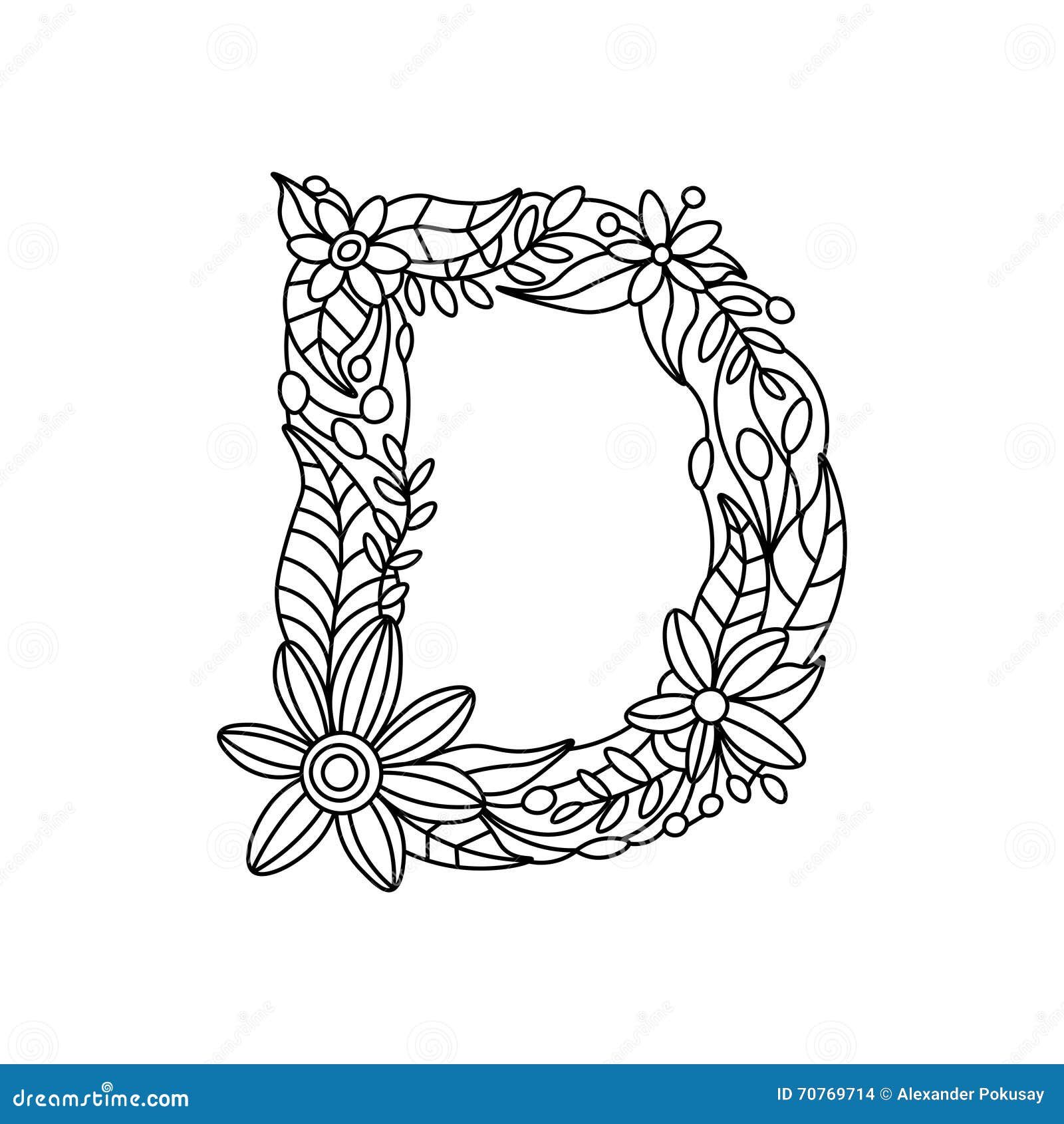 Libro De Colorear De La Letra D Para El Vector De Los Adultos Ilustración Del Vector