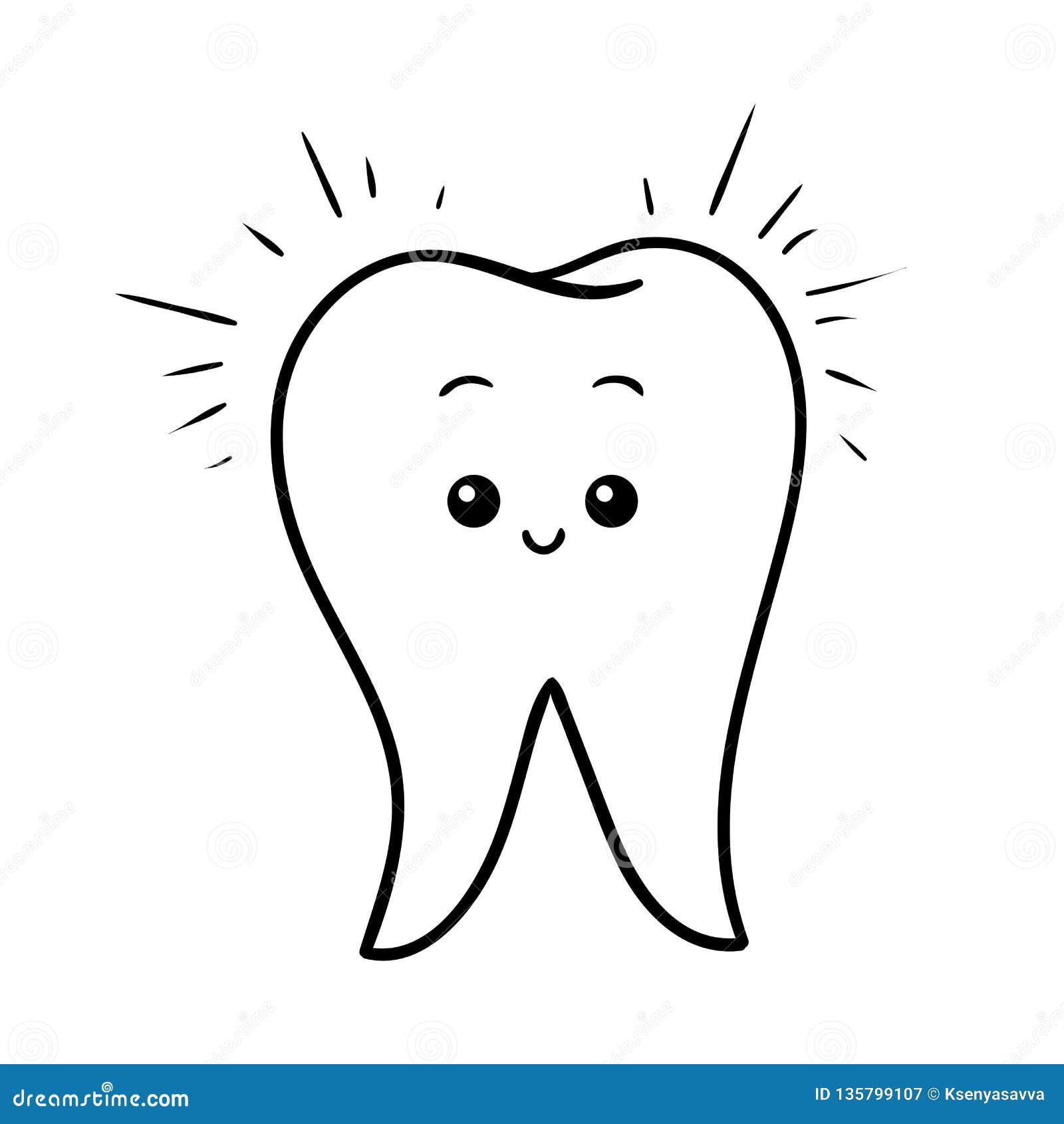 Libro De Colorear, Diente Feliz Ilustración del Vector - Ilustración de ...