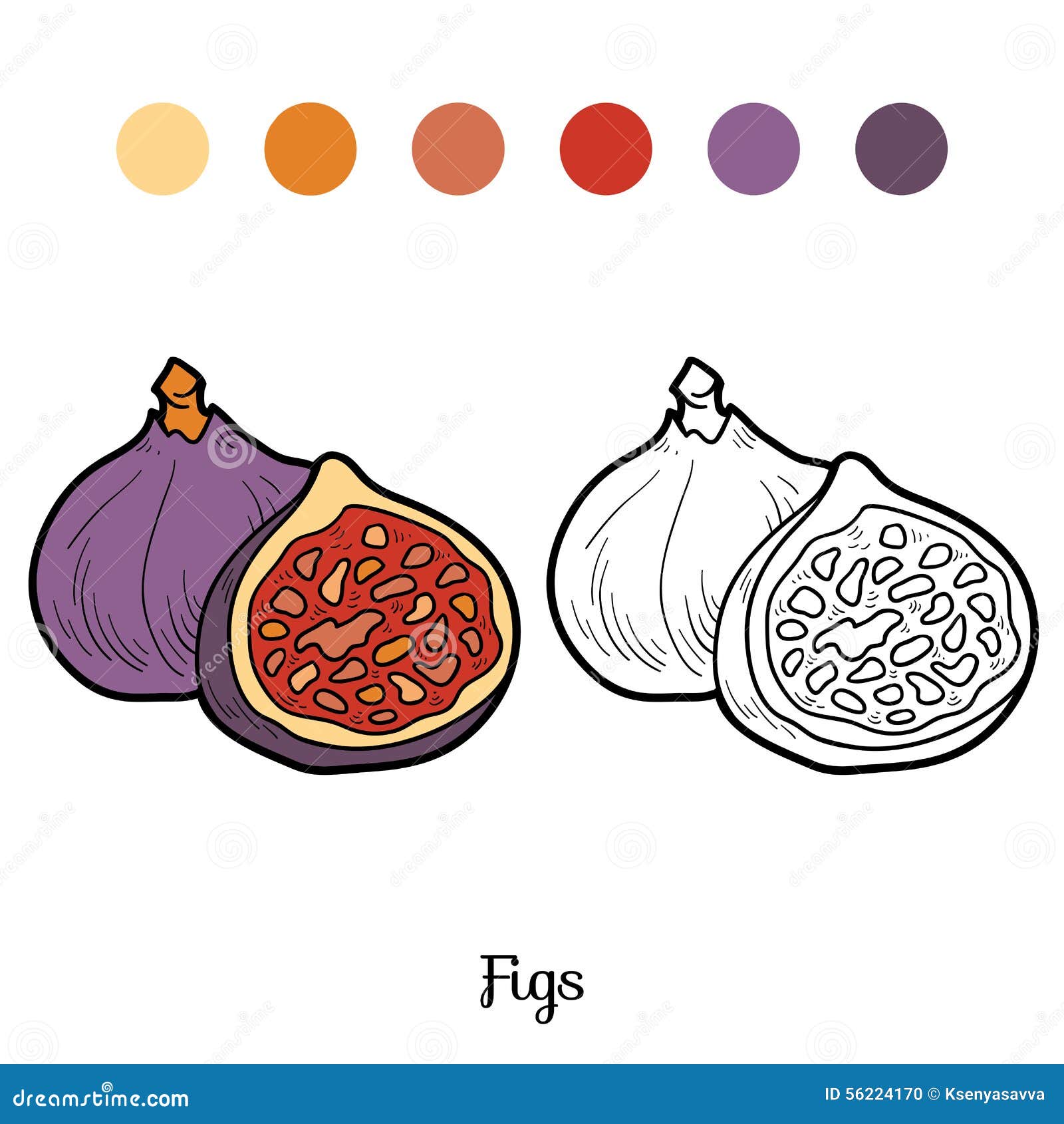Libro De Colorear: Frutas Y Verduras (higos) Ilustración del Vector ...