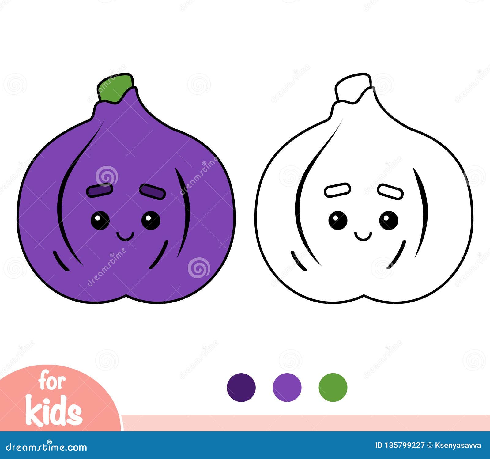 Libro De Colorear, Higo Con Una Cara Linda Ilustración del Vector ...