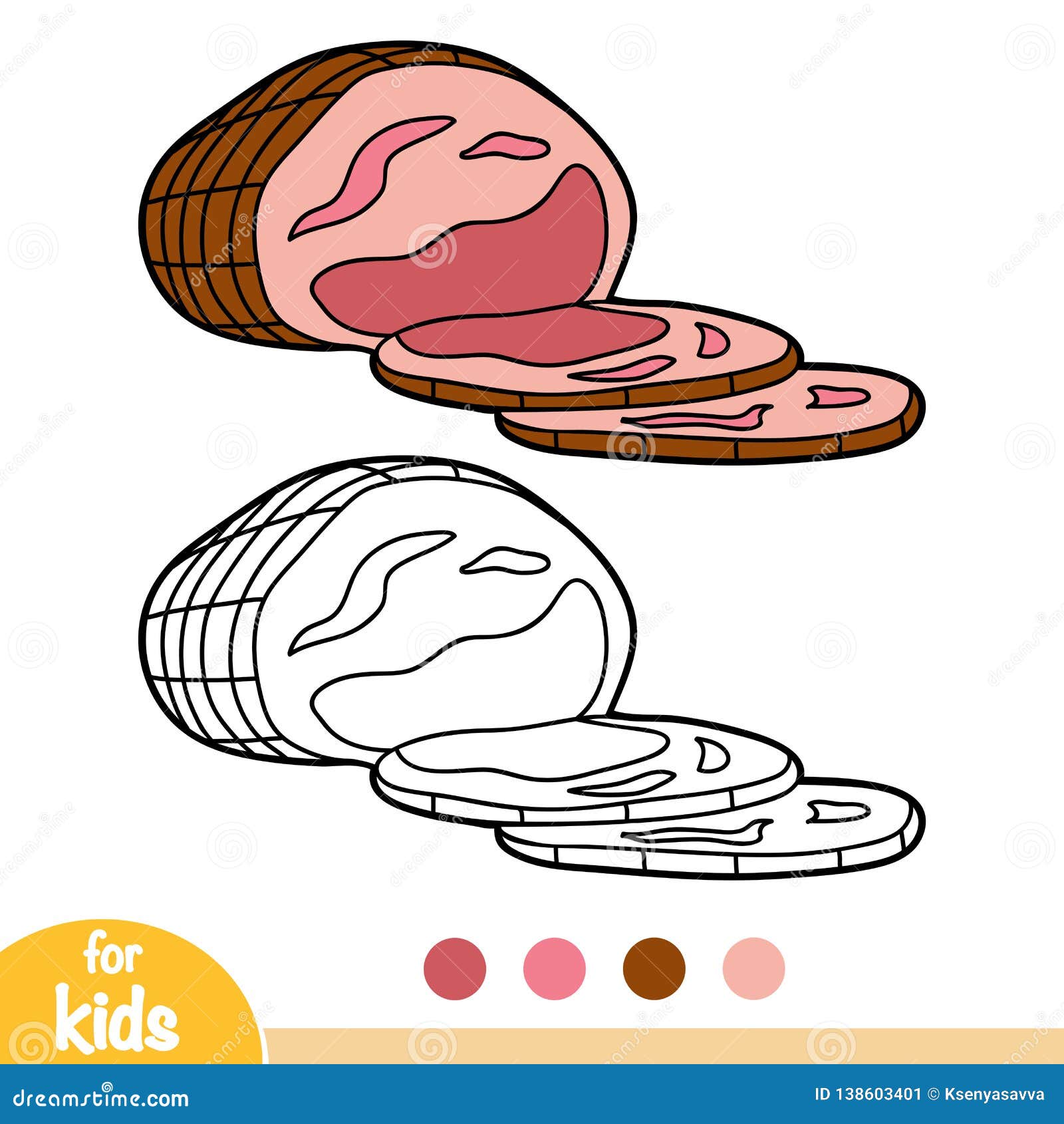 Libro de colorear, jamón ilustración del vector. Ilustración de ...