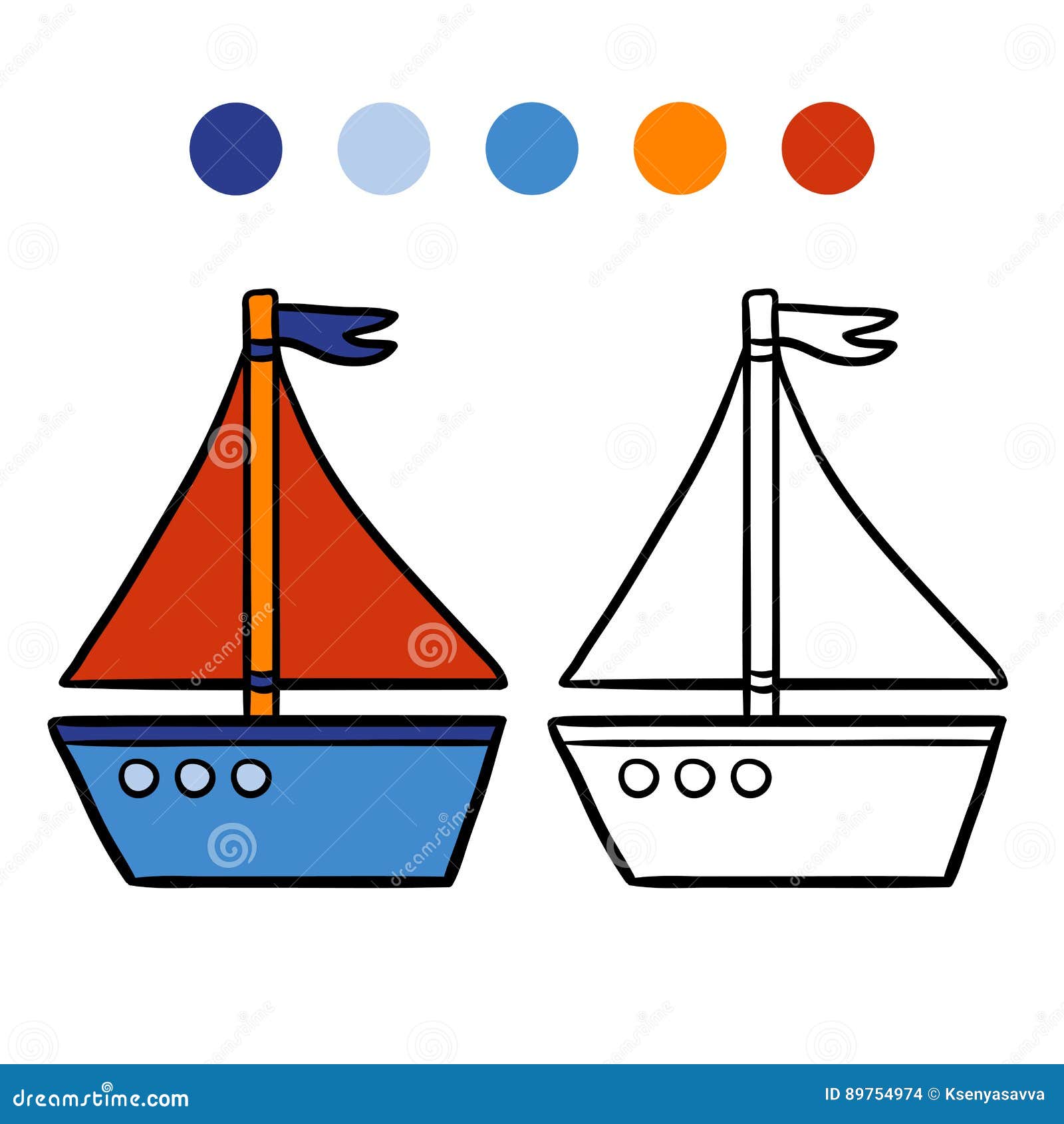 Libro De Colorear Para Los Niños, Yate Ilustración del Vector ...