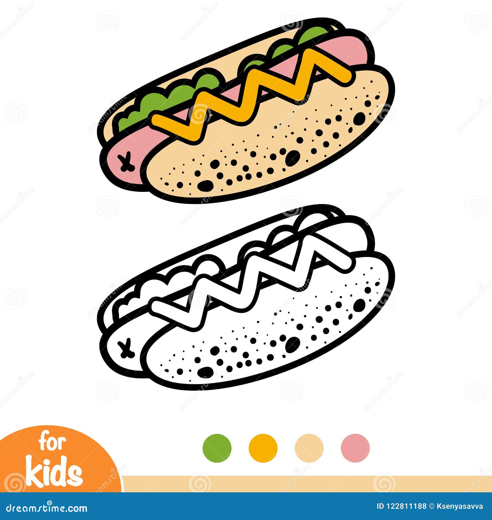 Libro De Colorear, Perrito Caliente Ilustración del Vector ...