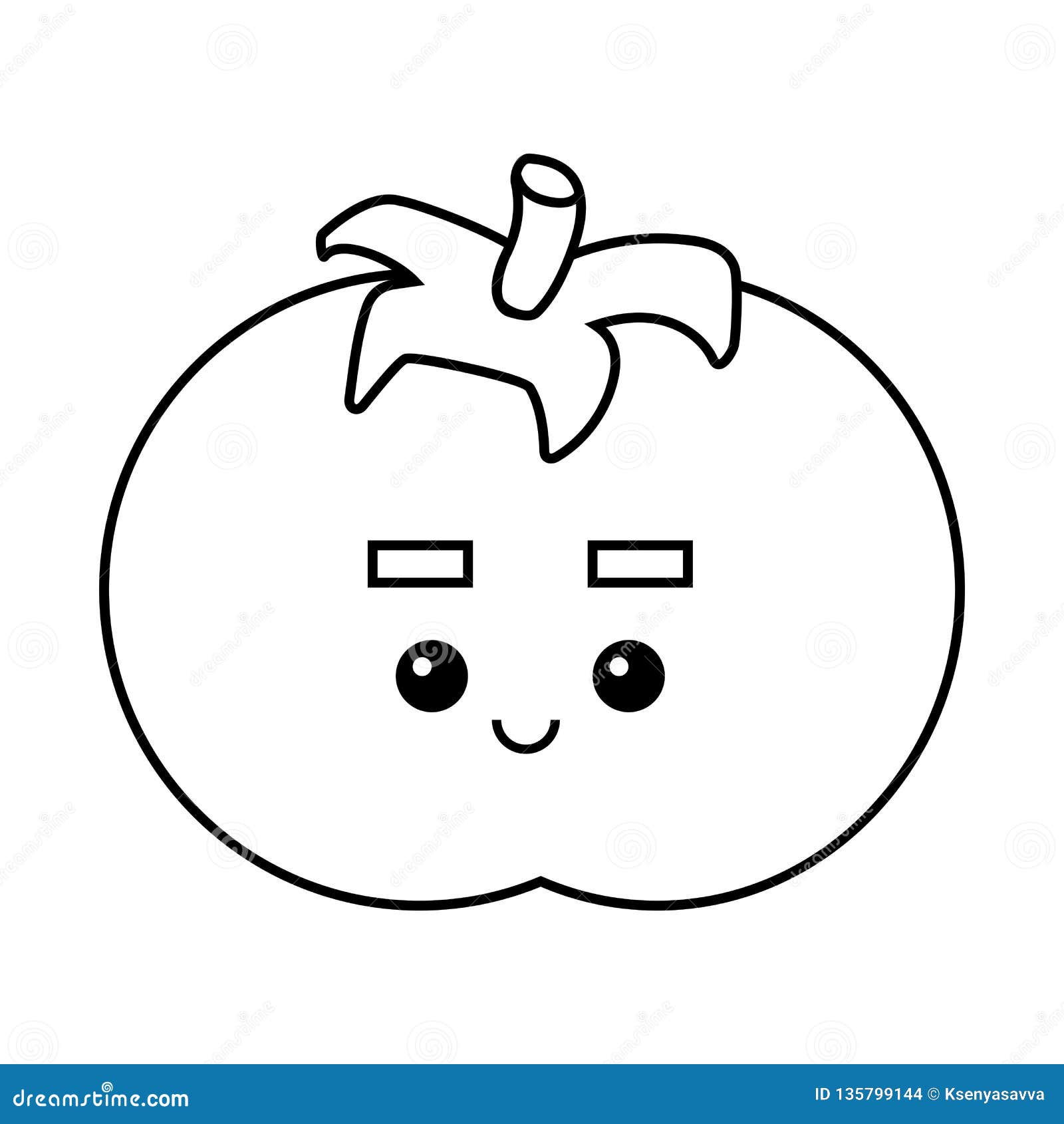 Libro De Colorear, Tomate Con Una Cara Linda Ilustración del Vector ...