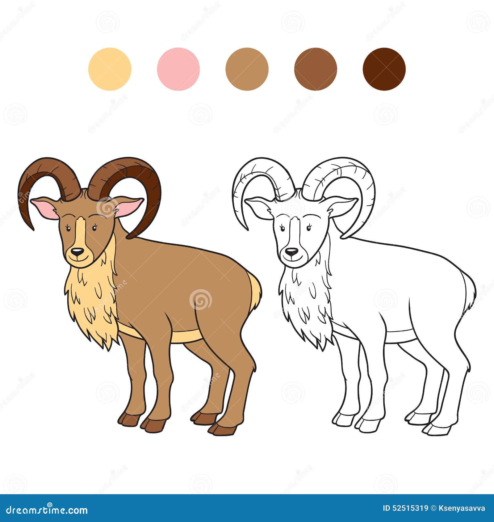 Libro de colorear (urial) ilustración del vector. Ilustración de animal ...