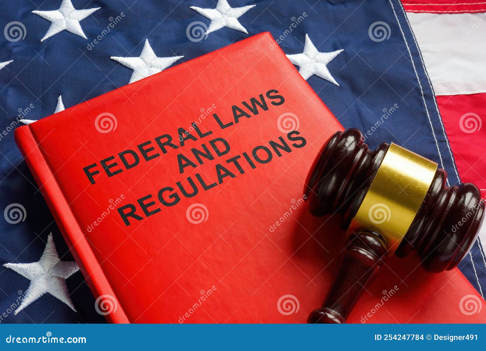 Libro De Leyes Y Regulaciones Federales Y Gavel En La Bandera. Foto de ... Libro De Leyes Y Regulaciones Federales Y Gavel En La Bandera. Foto de ...