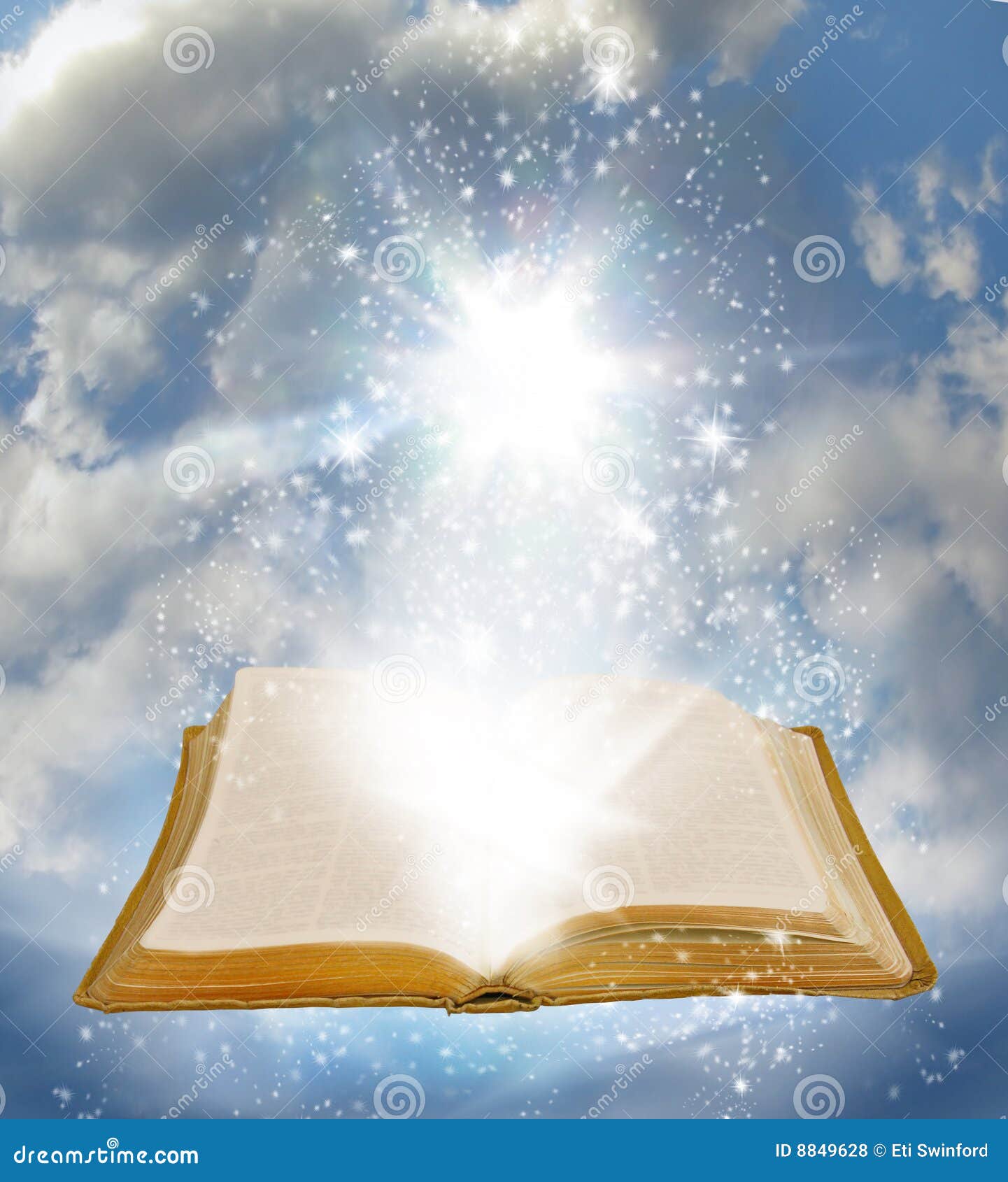 Libro místico stock de ilustración. Ilustración de cielo - 8849628