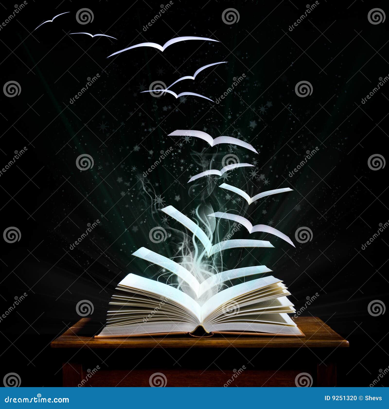 Libro Magico Con Le Pagine Che Trasformano Negli Uccelli Fotografia ...