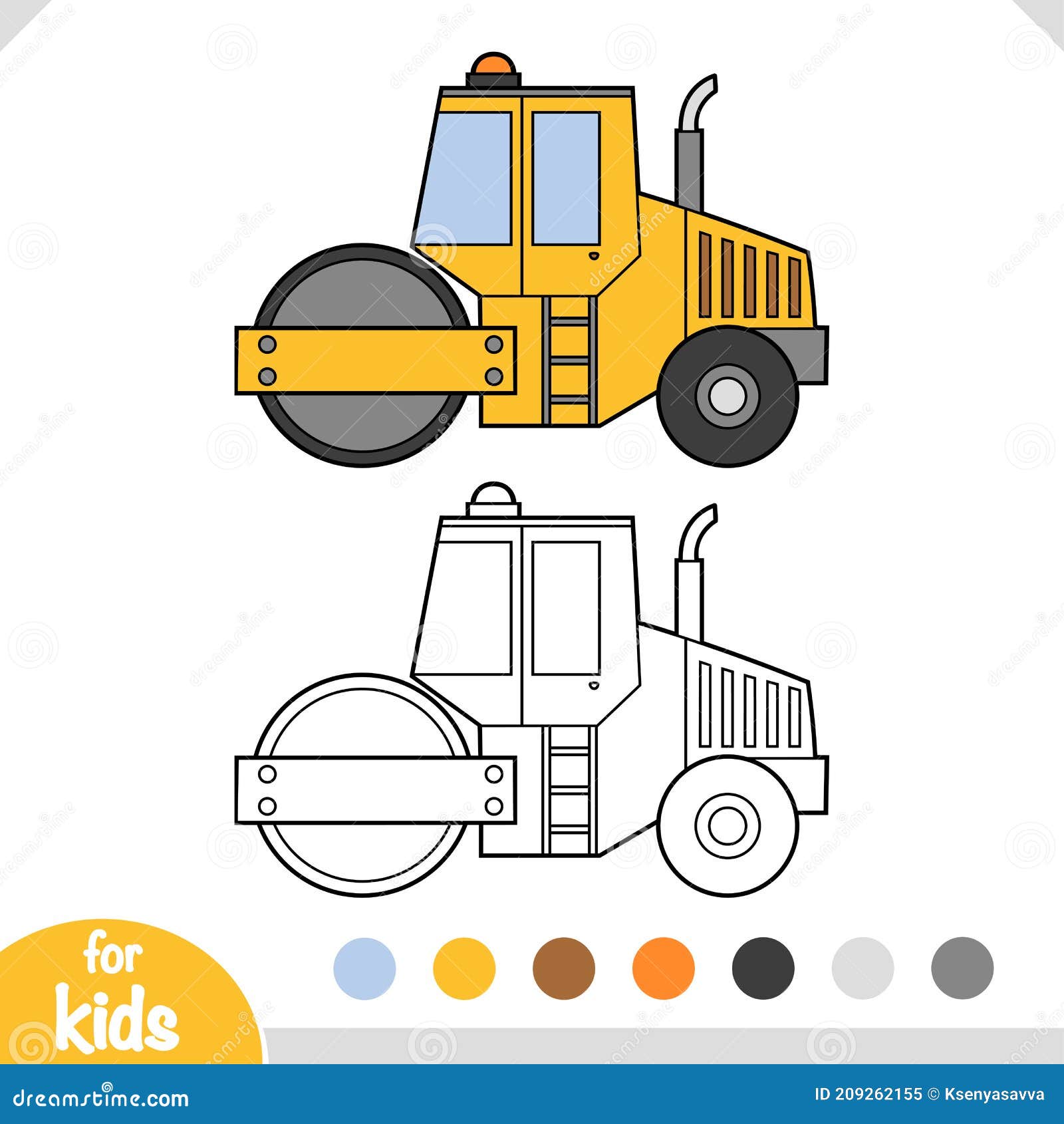 Libro Para Colorear Para Niños Rodillo De Carretera Ilustración del ...