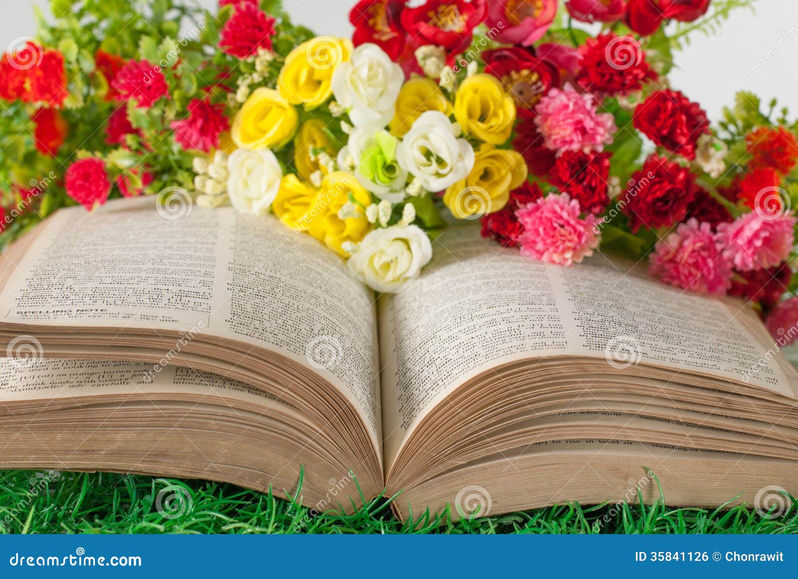 Libro y flores foto de archivo. Imagen de literatura - 35841126