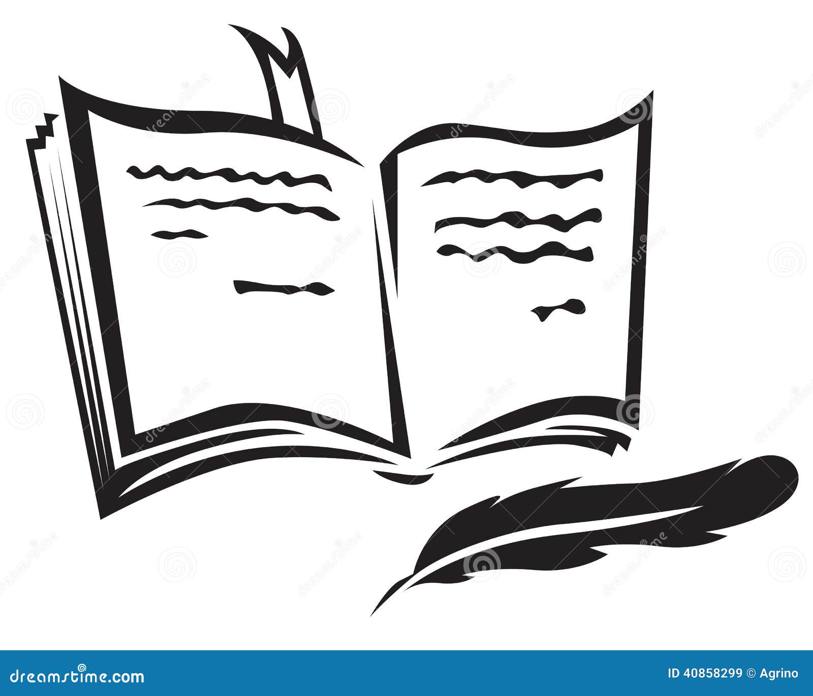 Libro y pluma ilustración del vector. Ilustración de cuadro - 40858299