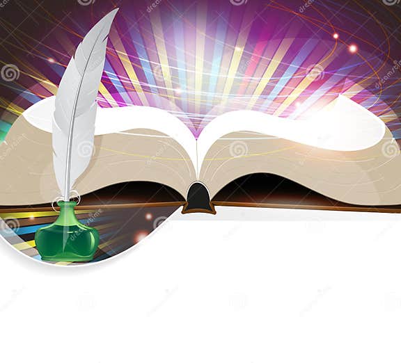 Libro y pluma ilustración del vector. Ilustración de frontera - 43163413