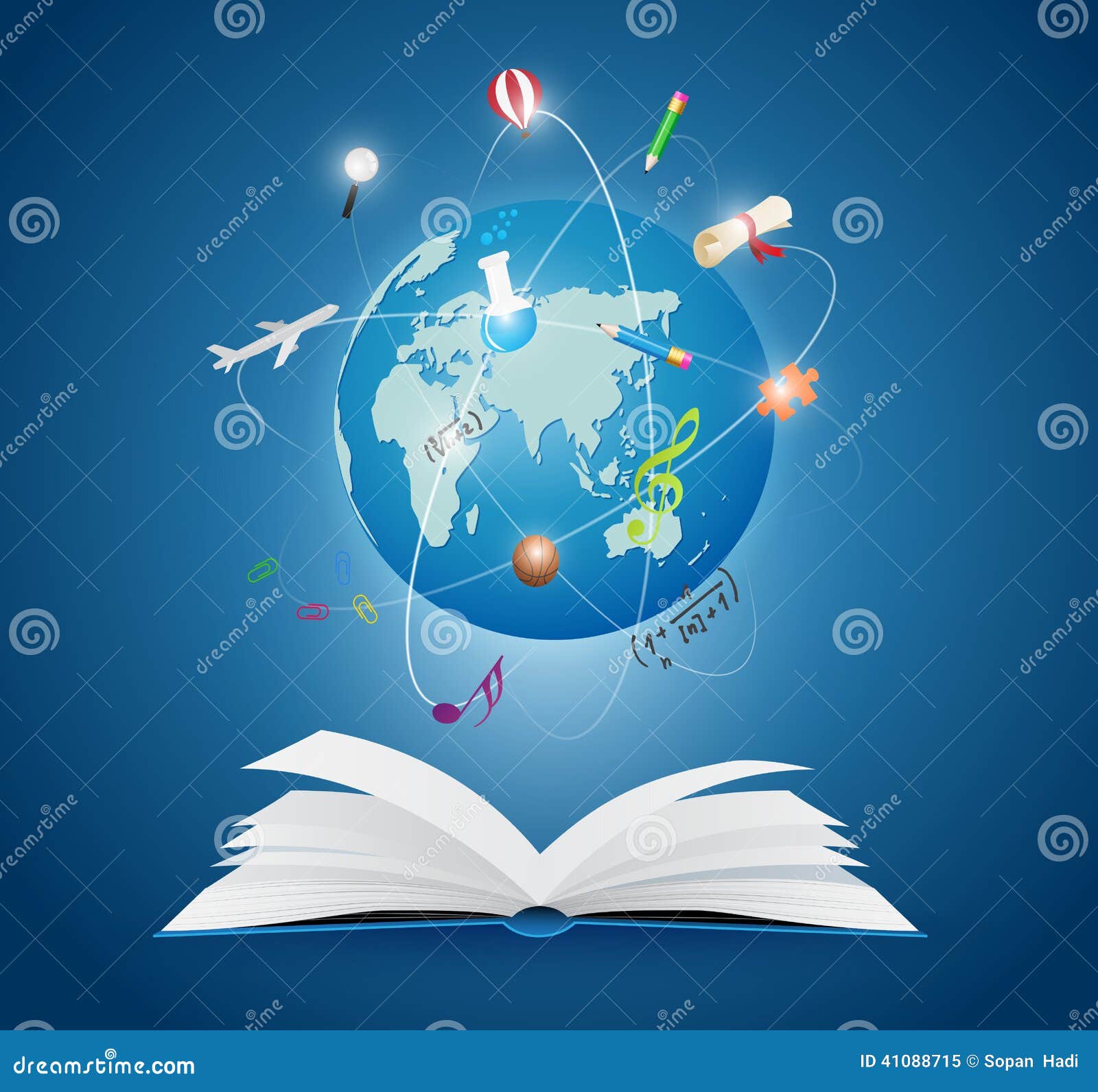 Libros Con El Mundo De La Ciencia Ilustración del Vector - Ilustración ...