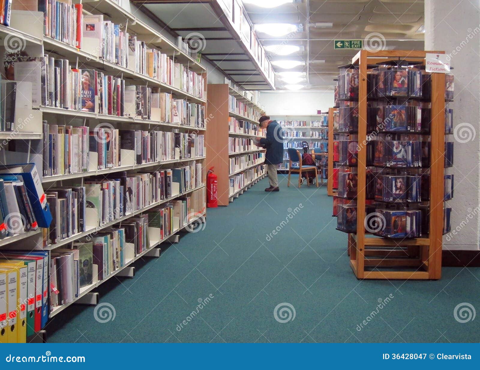 Libros De La Biblioteca En Estantes Largos. Fotografía editorial ...
