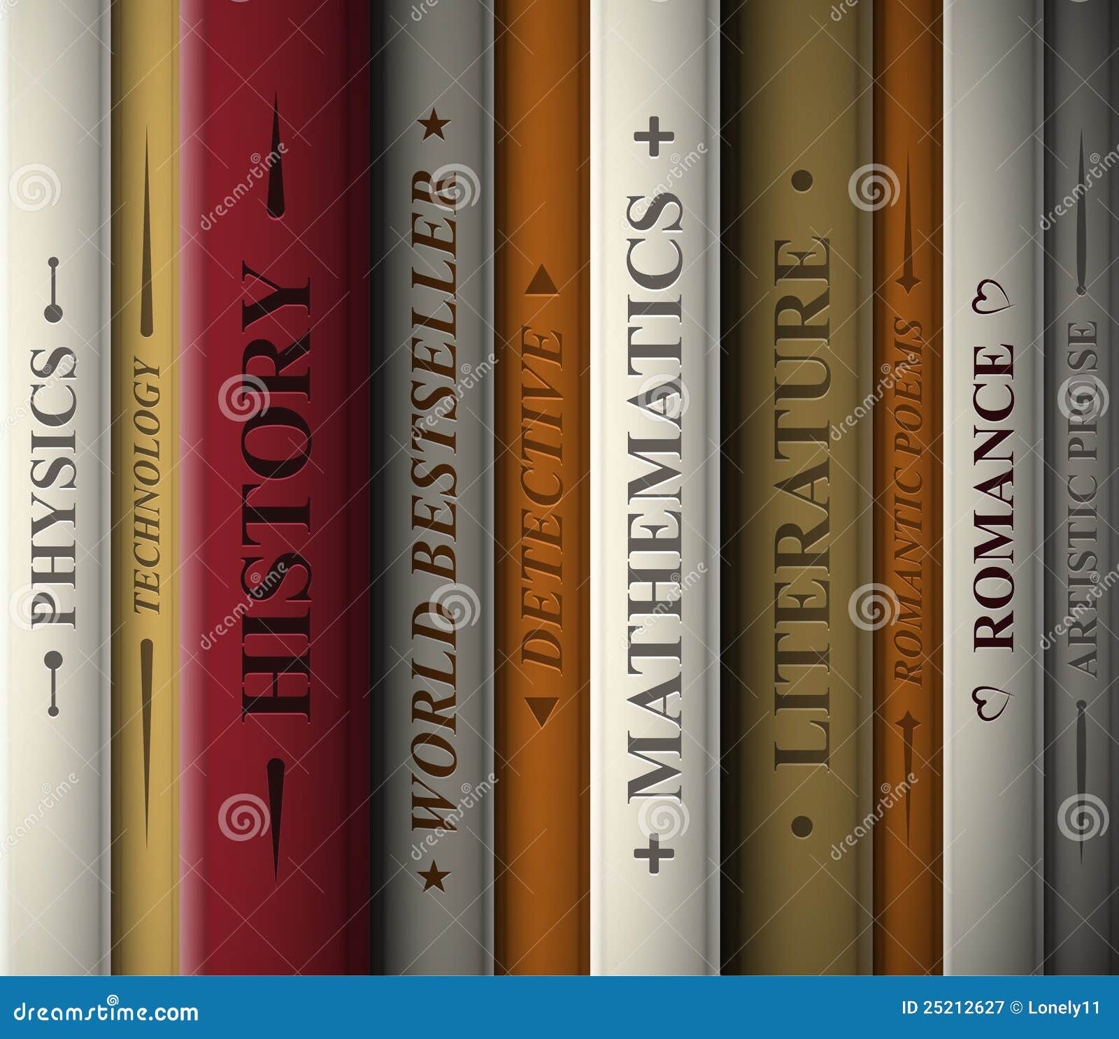 Libros de varios géneros ilustración del vector. Ilustración de texto ...