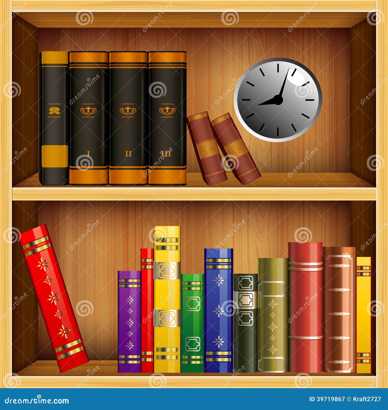 Libros en los estantes stock de ilustración. Ilustración de libros ...