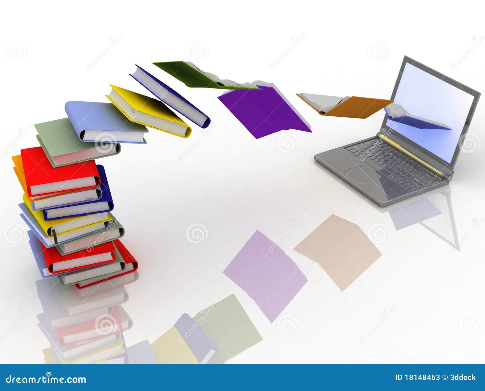 Libros Y Computadora Portátil Stock de ilustración - Ilustración de ...