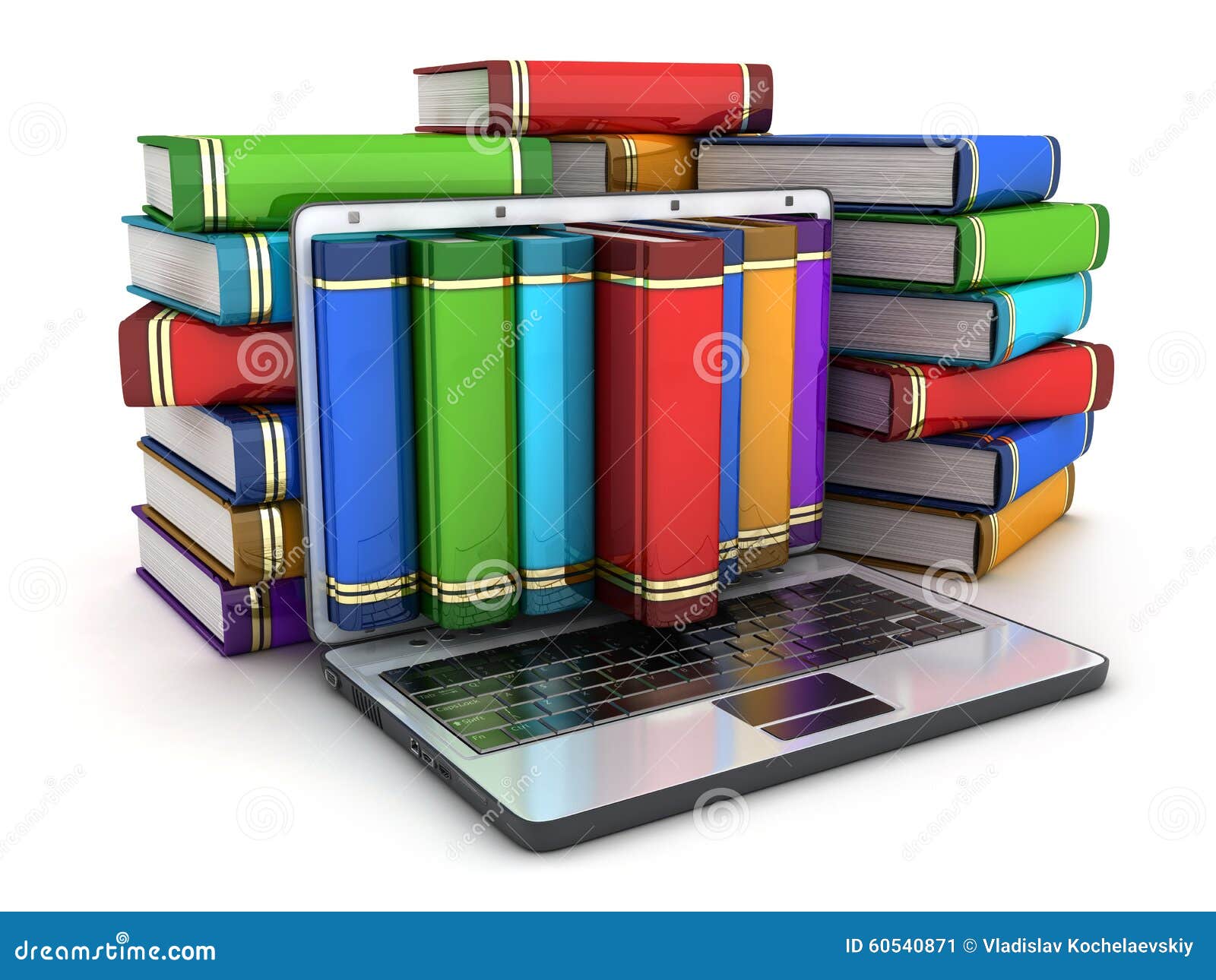 Libros Y Computadora Portátil Stock de ilustración - Ilustración de ...