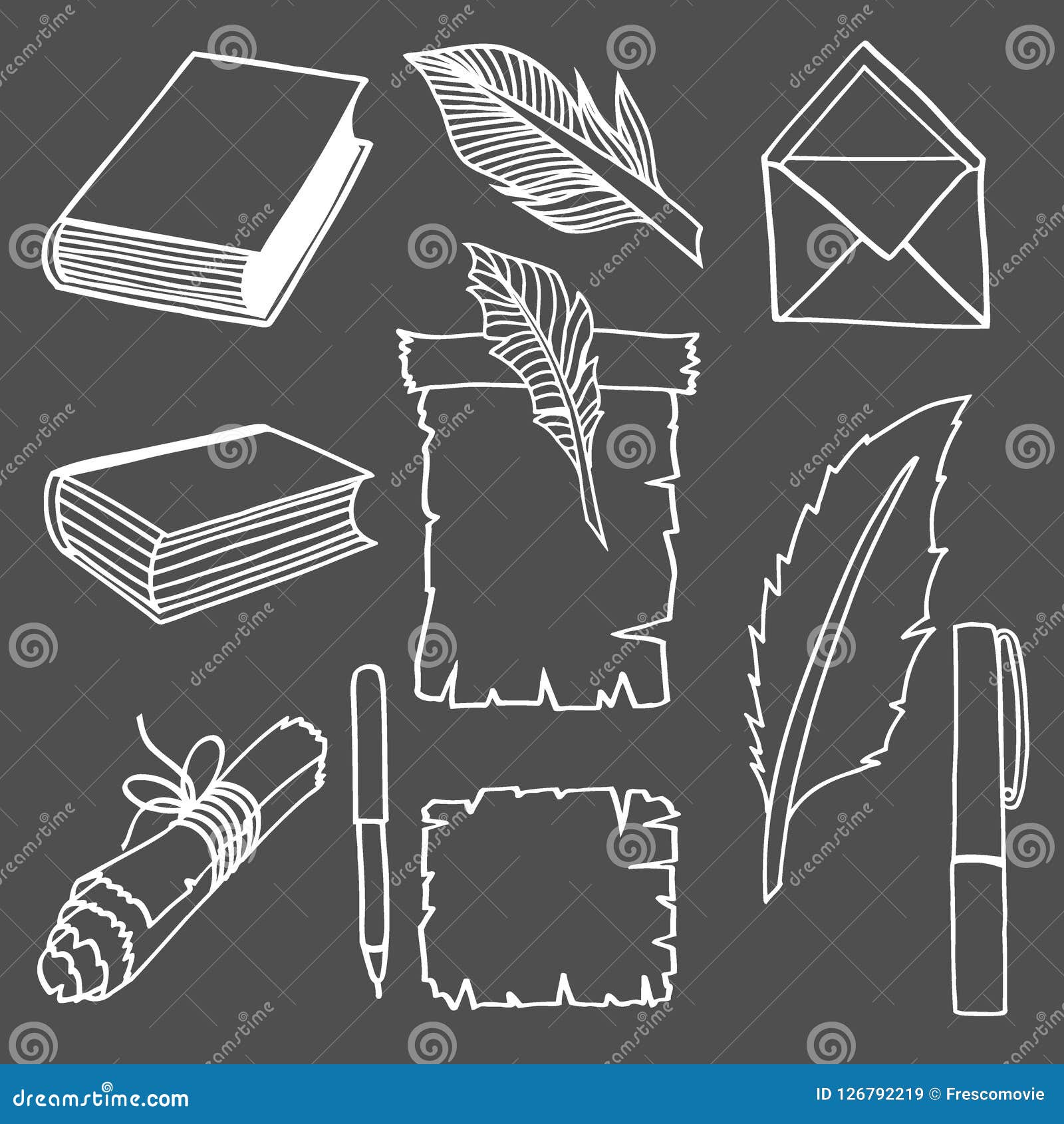 Libros Y Pluma Grandes Del Sistema Ilustración del Vector - Ilustración ...