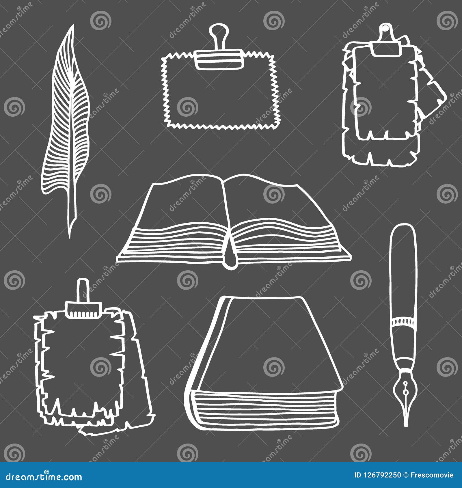 Libros Y Pluma Grandes Del Sistema Ilustración del Vector - Ilustración ...