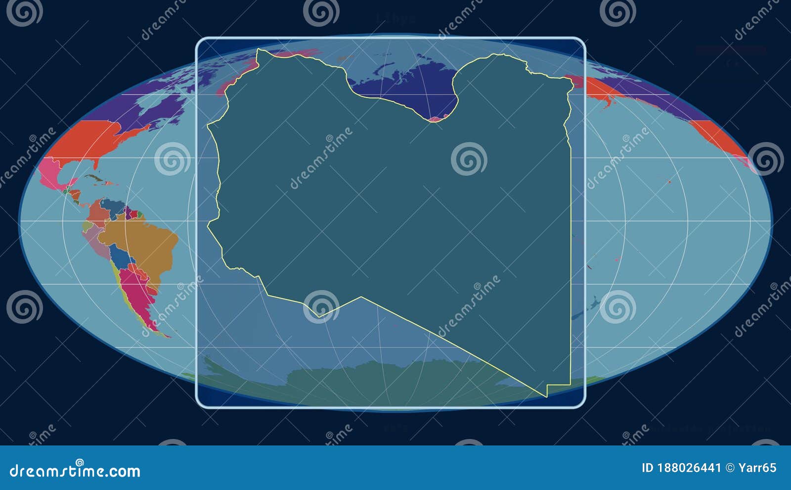 Libya - Administrative. Mollweide, Centered Stock Illustration ...