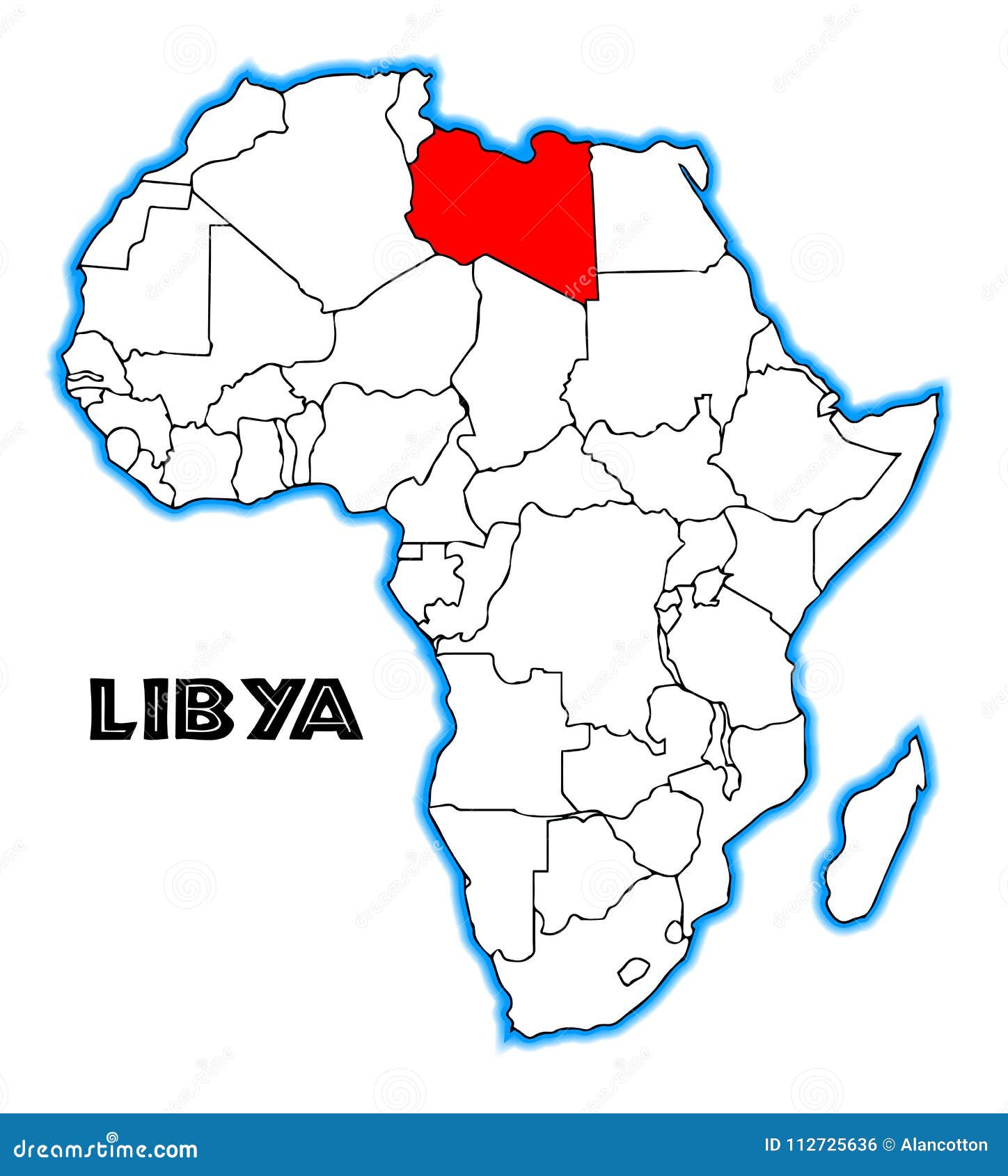 Libya Africa Map stock vector. Illustration of geography - 112725636
