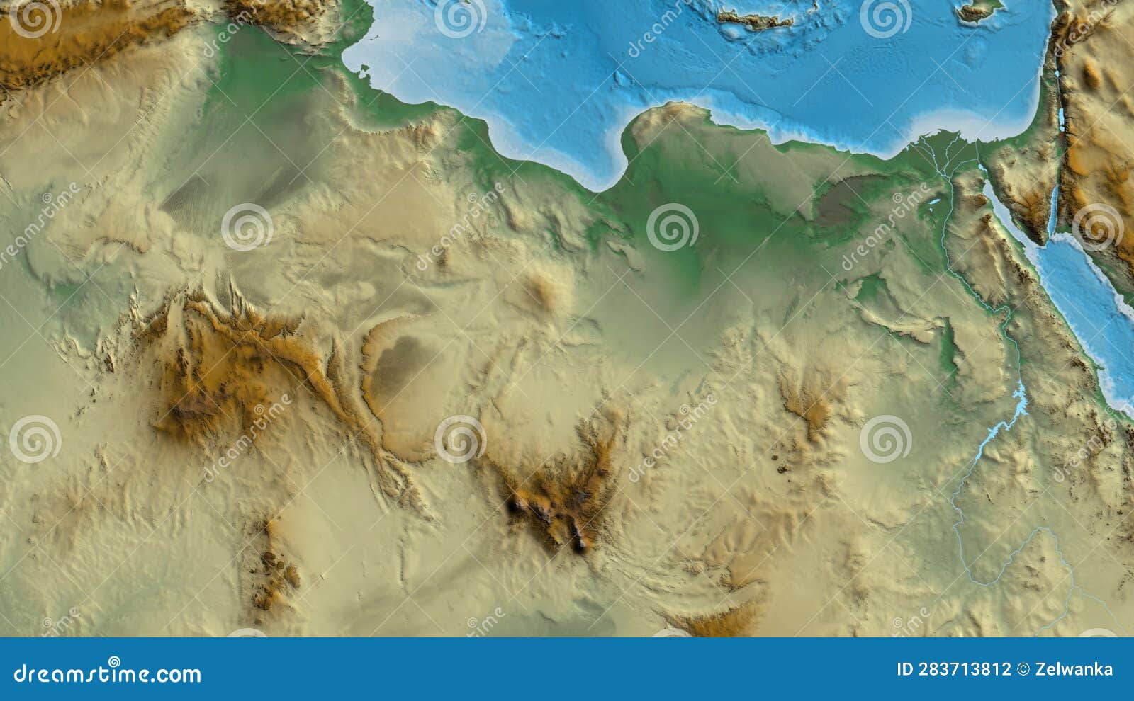 Libya area. Relief map stock illustration. Illustration of earth ...