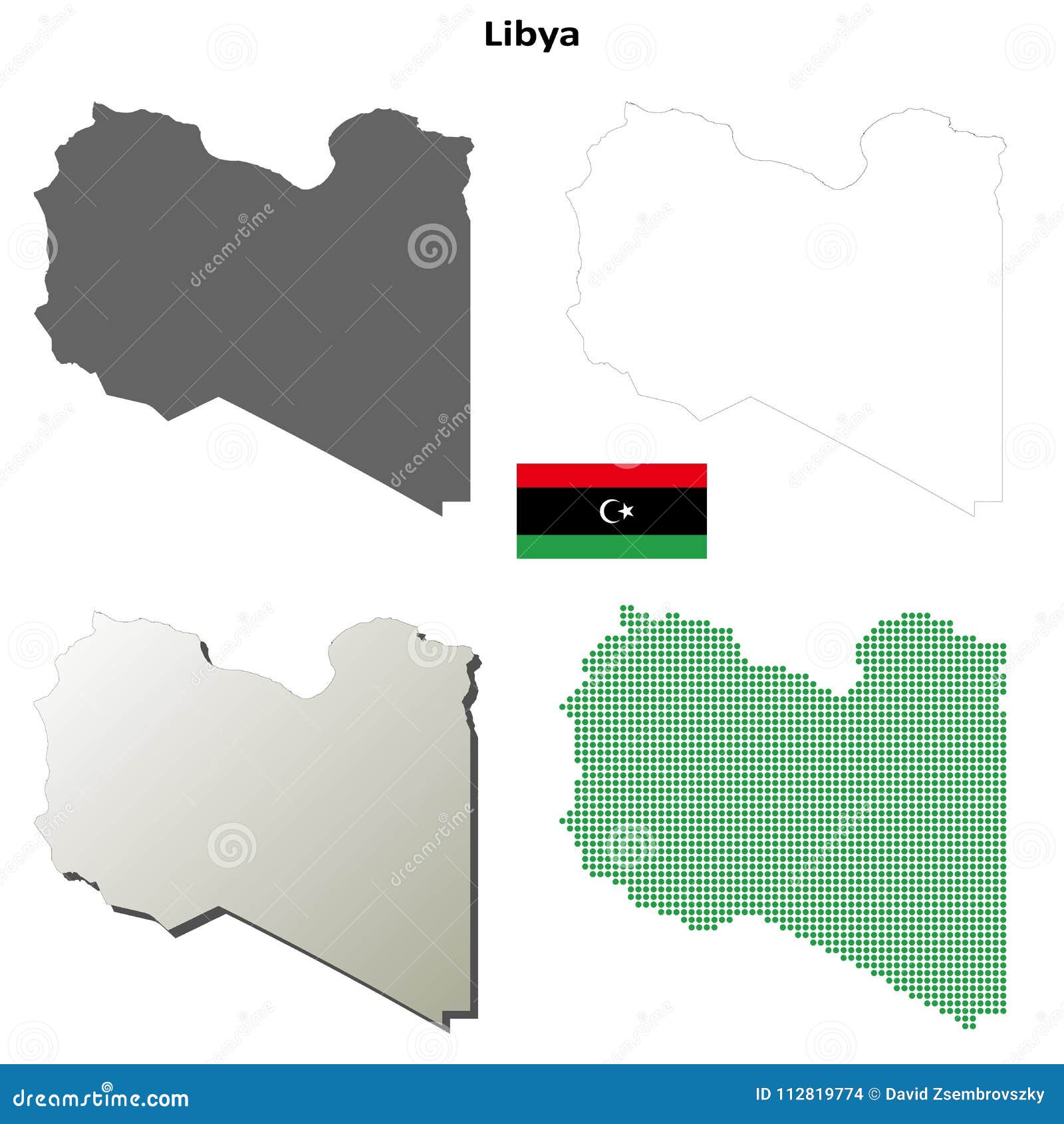 Libya outline map set stock vector. Illustration of mosaic - 112819774