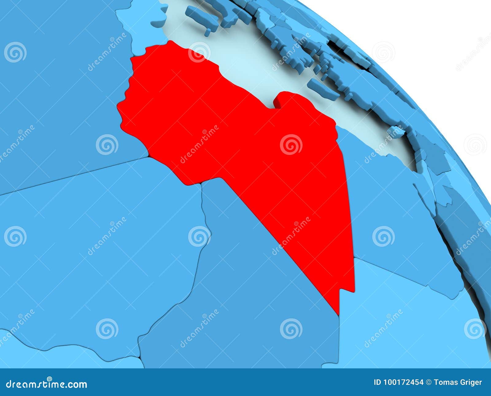 Libya on blue globe stock illustration. Illustration of concept - 100172454
