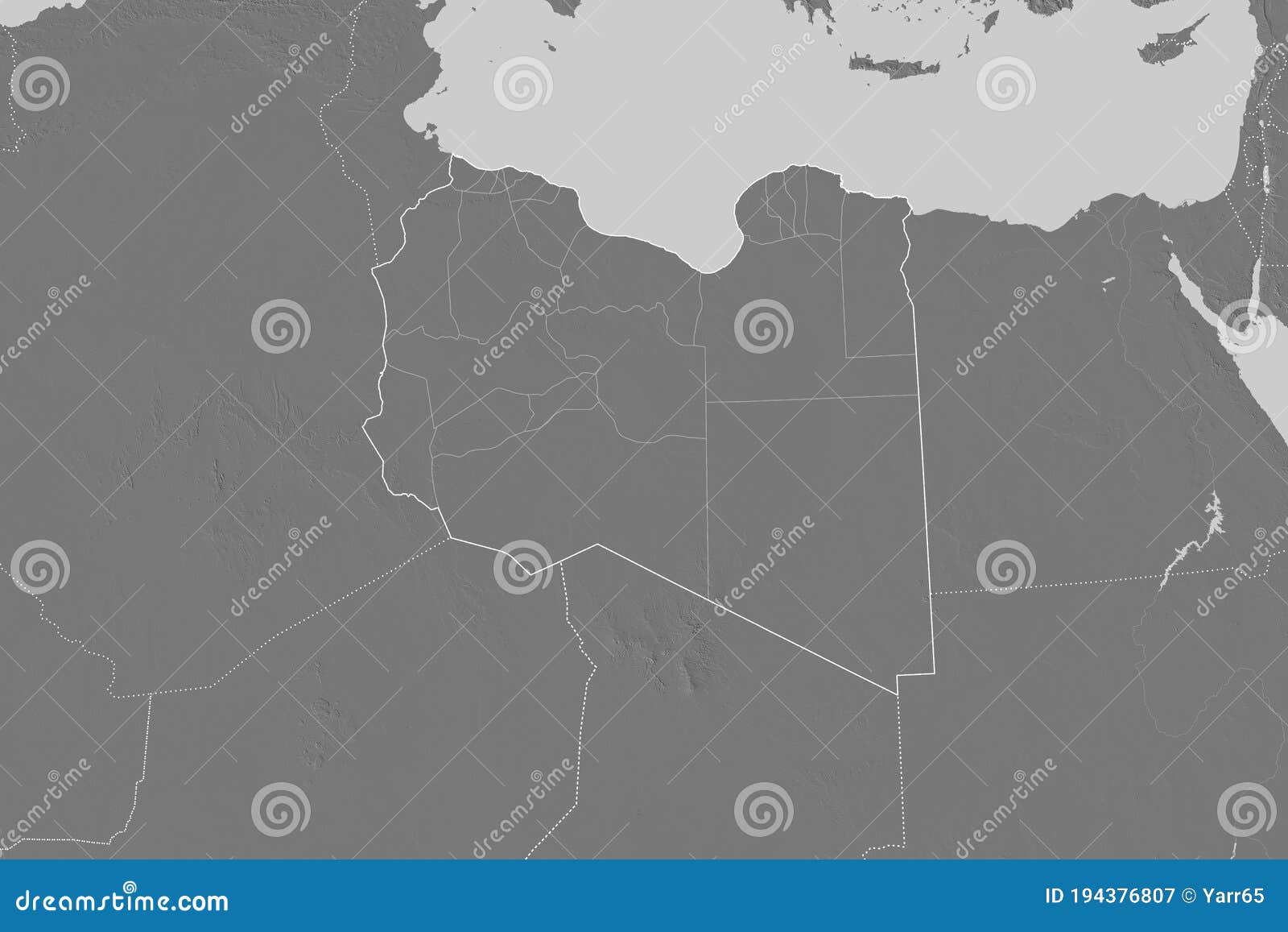 Libya borders. Bilevel stock illustration. Illustration of land - 194376807