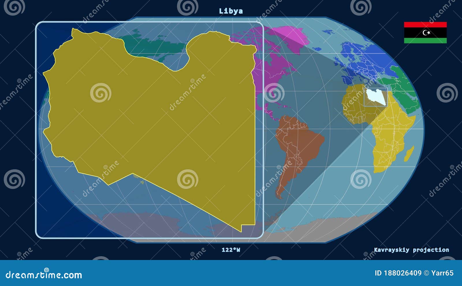 Libya - Continents. Kavrayskiy, Left Stock Illustration - Illustration ...