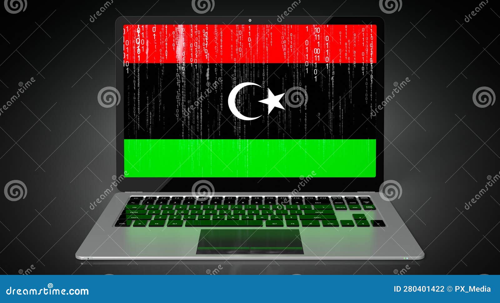 Libya - Country Flag and Binary Code on Laptop Screen Stock ...