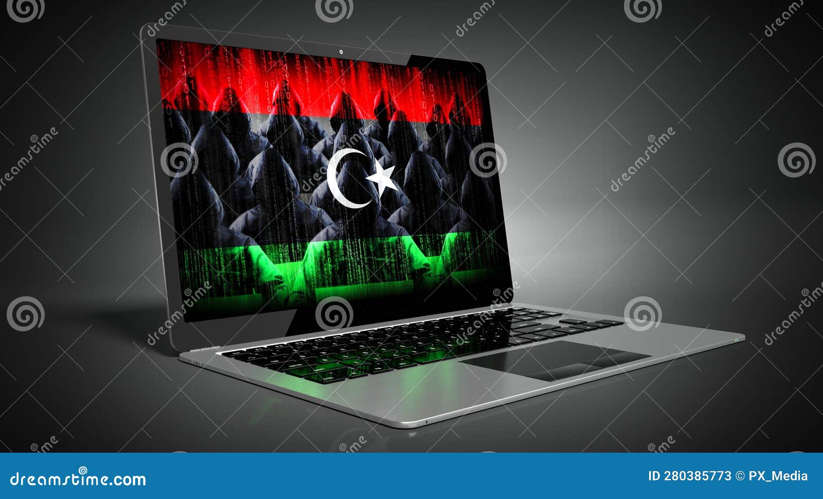 Libya - Country Flag and Hackers on Laptop Screen Stock Illustration - Illustration of computer ...