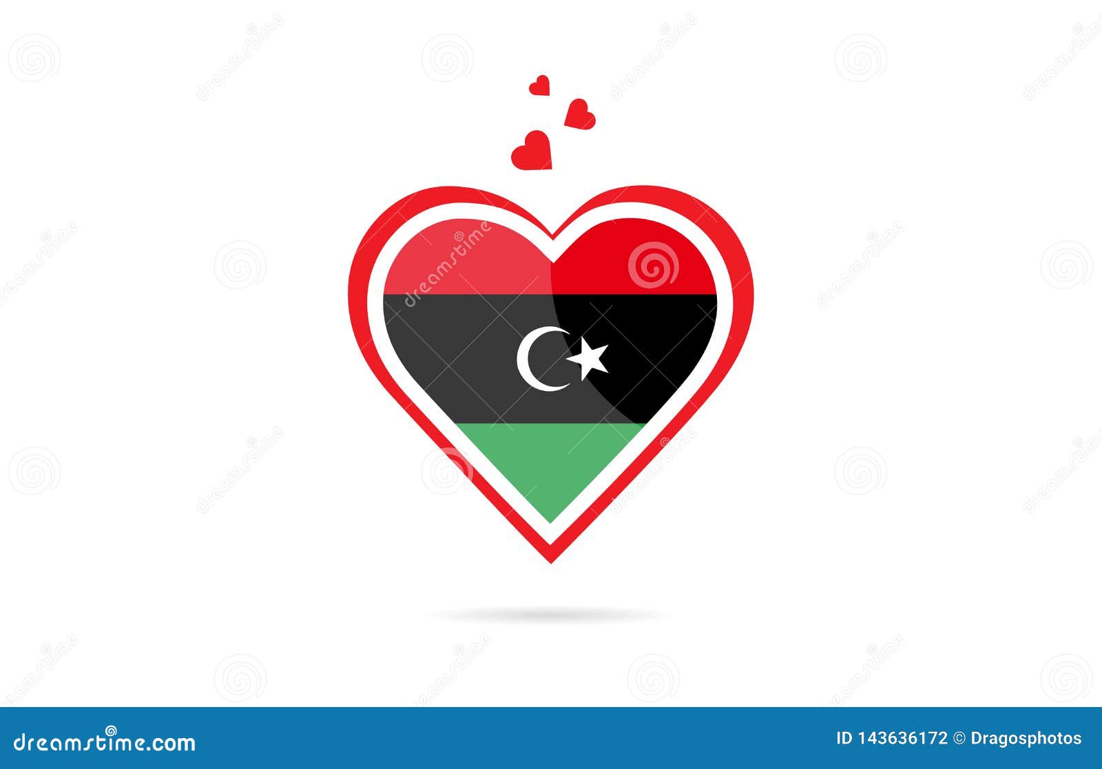 Libya Country Flag Inside Love Heart Creative Logo Design Stock Vector ...