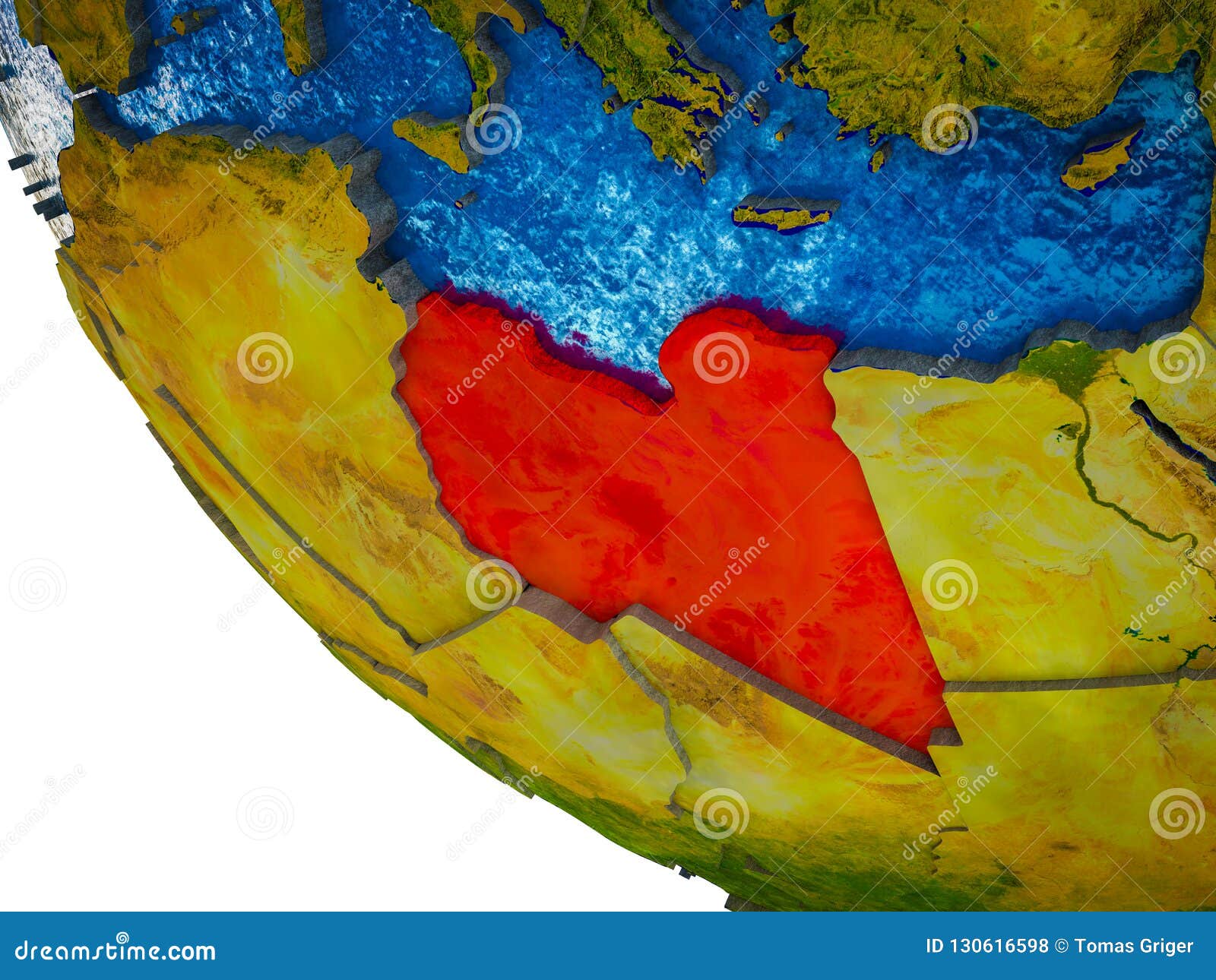 Libya on 3D Earth stock illustration. Illustration of render - 130616598