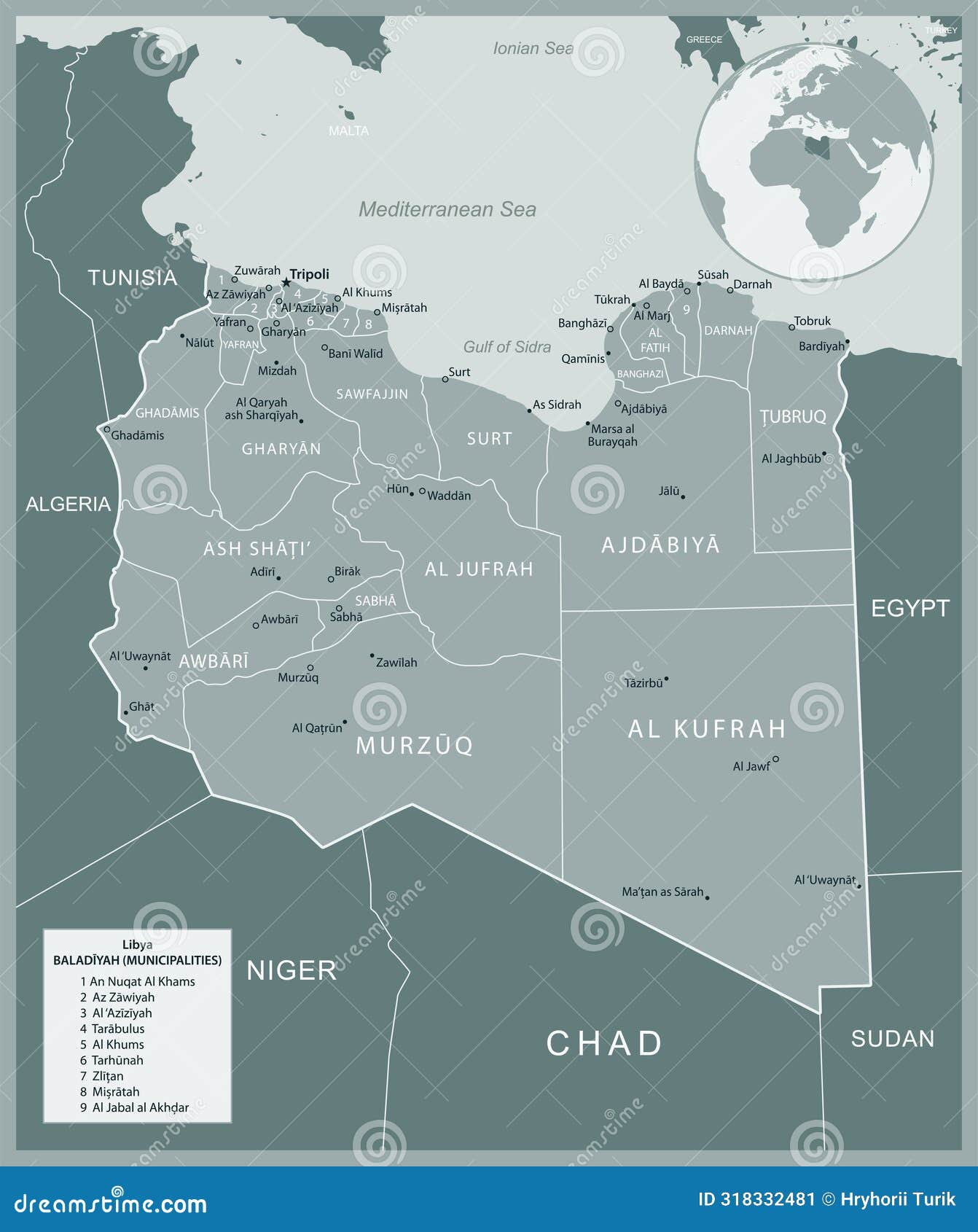 Libya - Detailed Map with Administrative Divisions Country. Vector ...