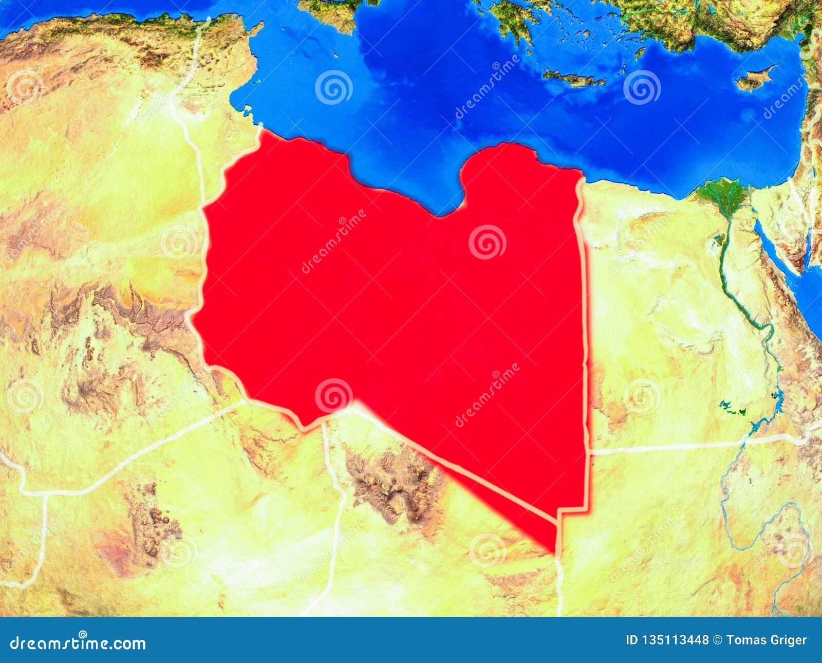Libya on Earth with Borders Stock Photo - Image of earth, country ...