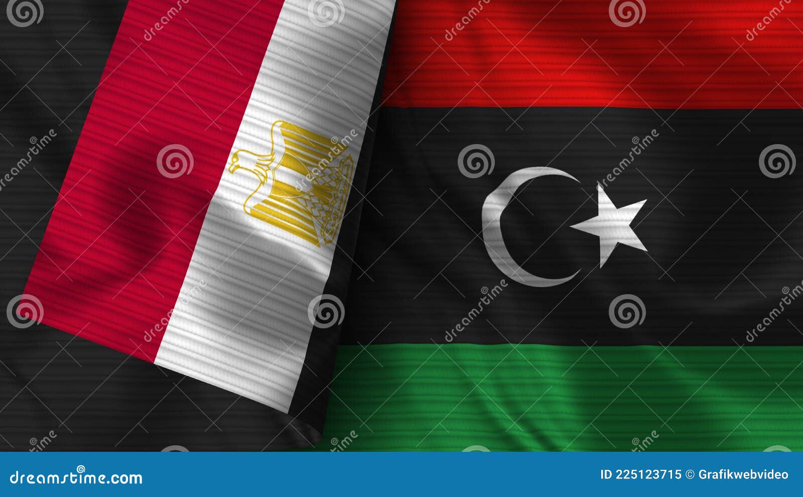 Libya and Egypt Realistic Flag â€“ Fabric Texture Illustration Stock ...