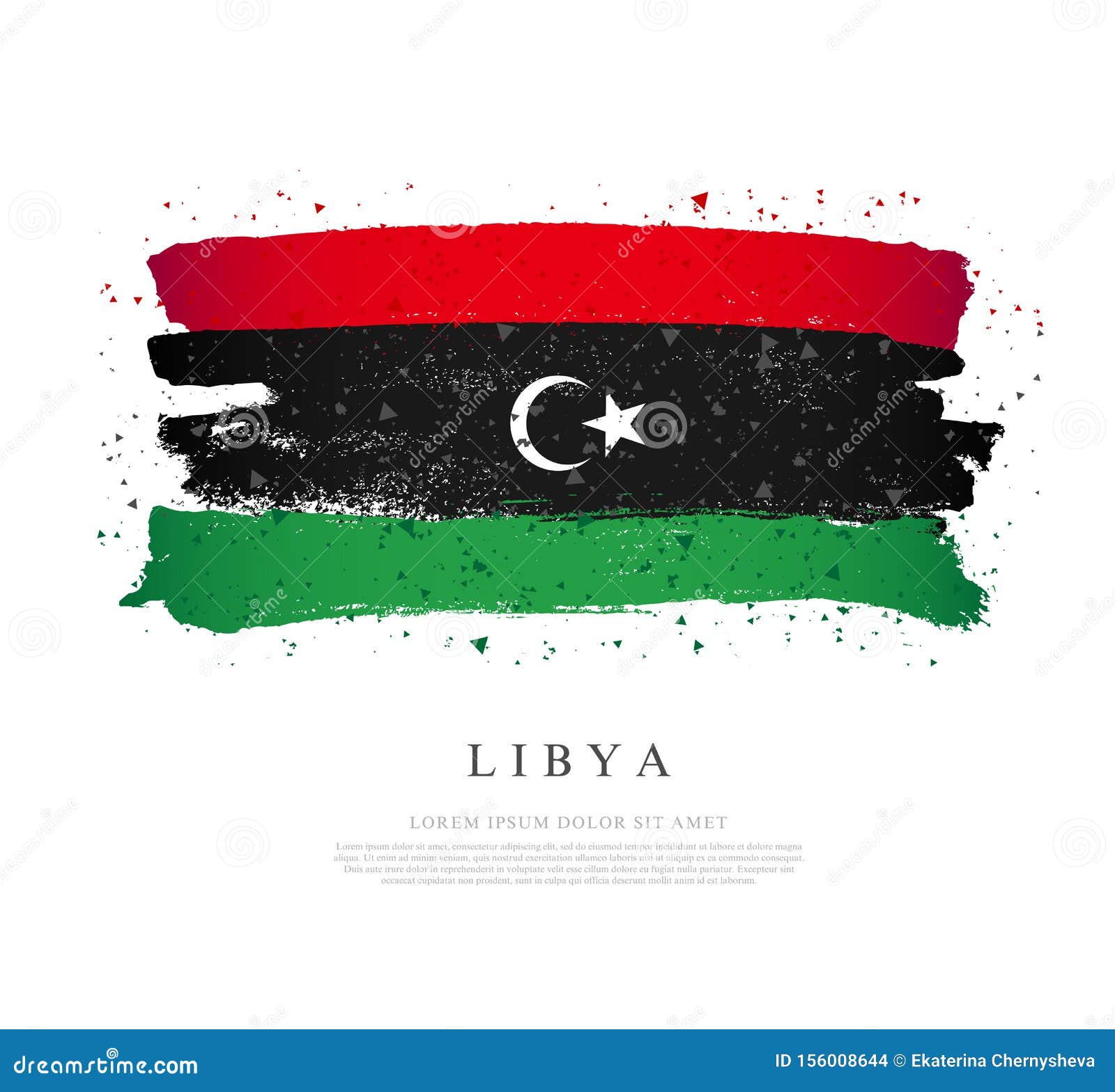 Libya Flag. Brush Strokes are Drawn by Hand. Independence Day Stock ...