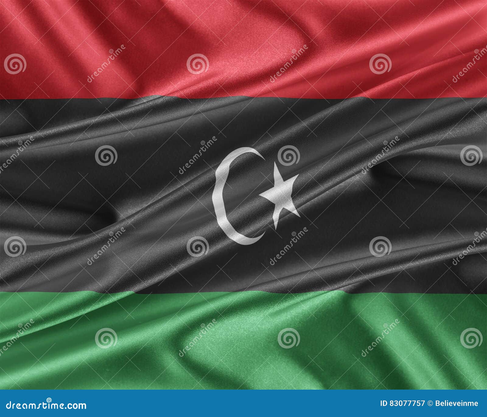 Libya Flag with a Glossy Silk Texture. Stock Illustration ...