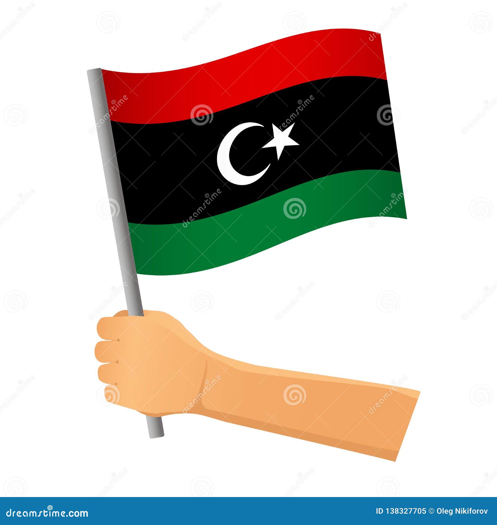Libya flag in hand stock illustration. Illustration of small - 138327705