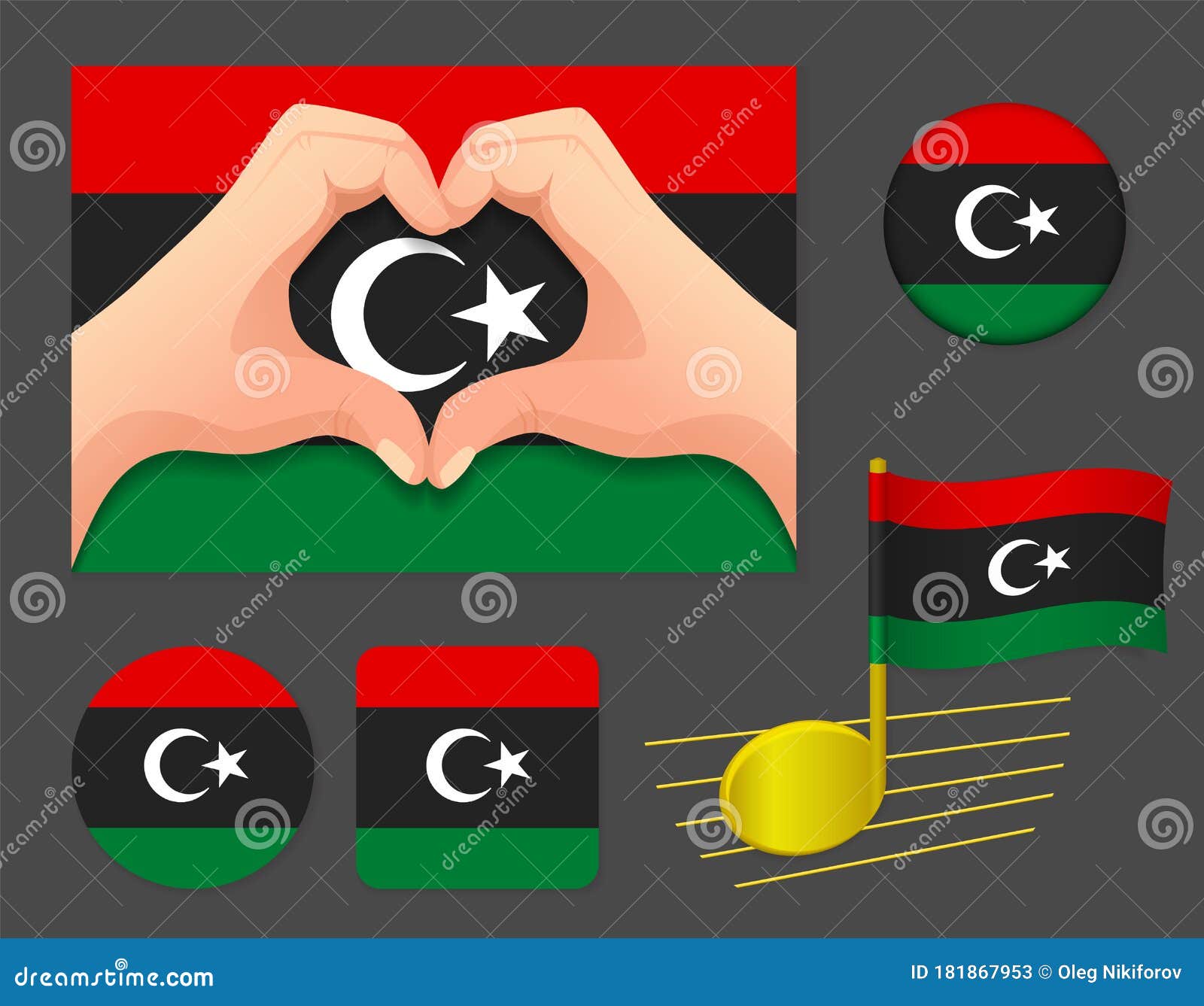 Libya flag icon stock illustration. Illustration of flag - 181867953