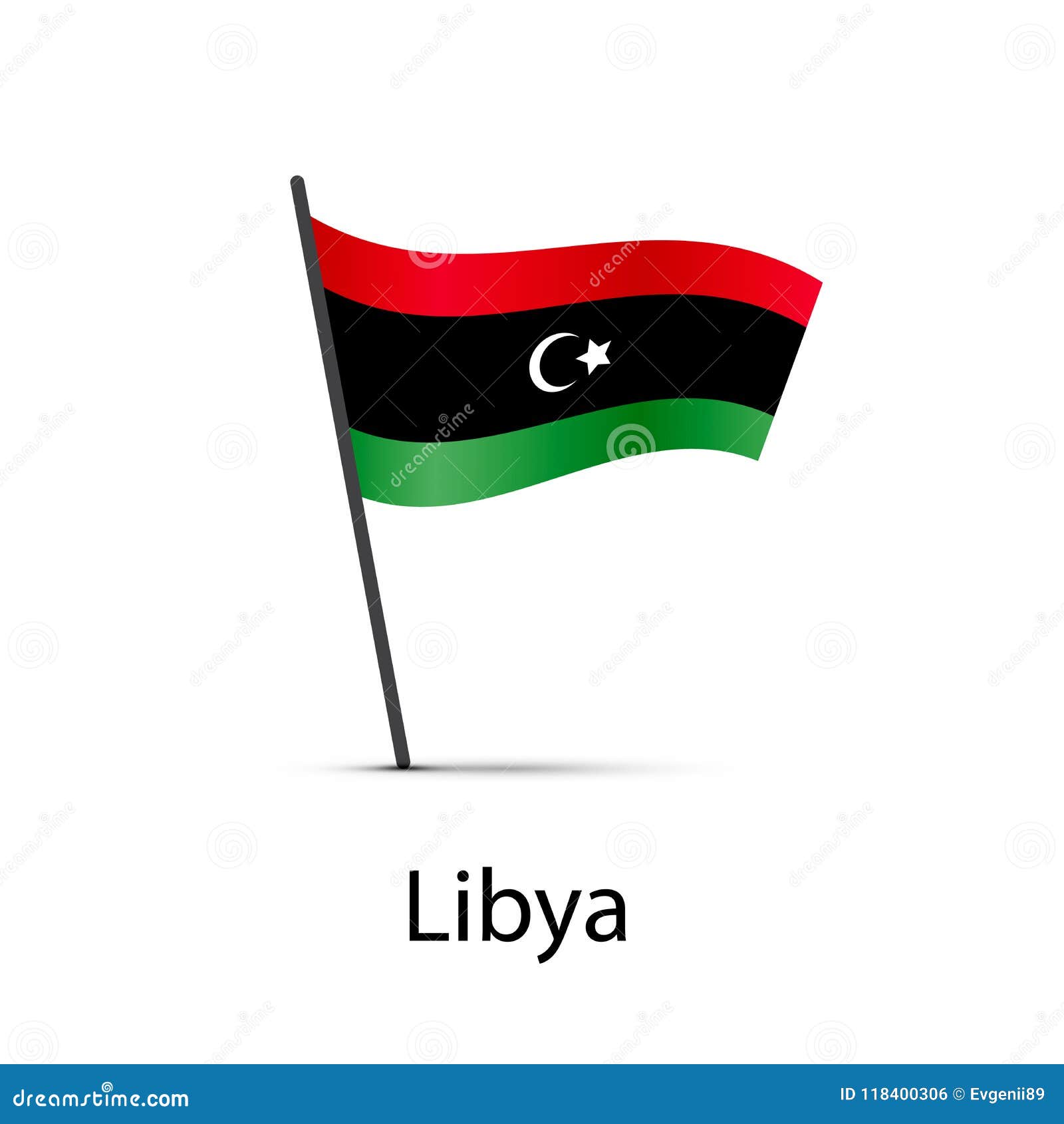 Libya Flag on Pole, Infographic Element on White Stock Vector ...